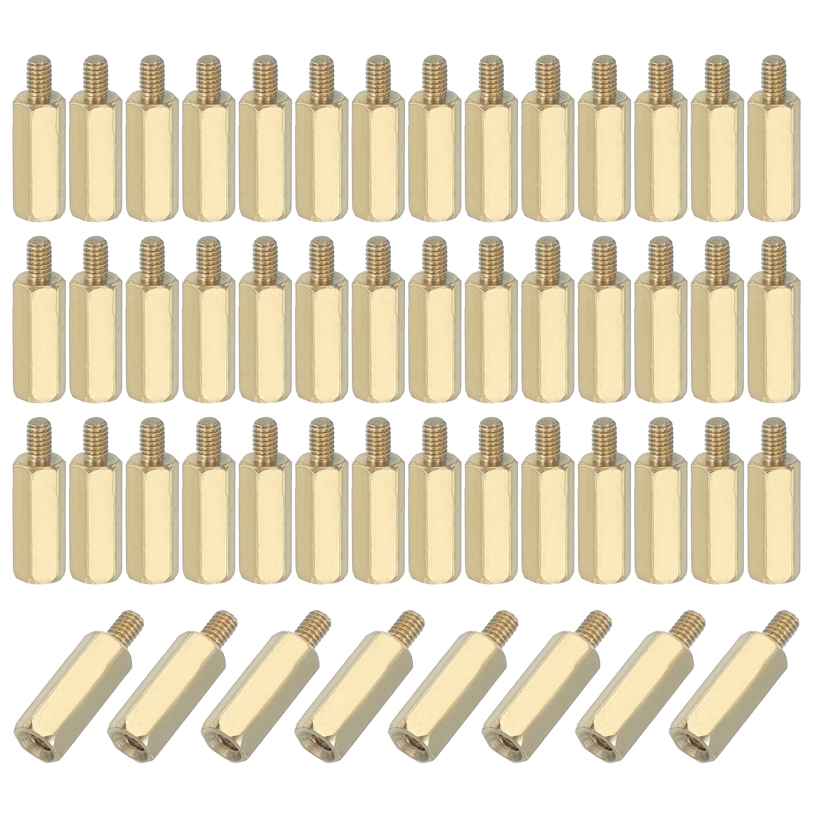Uxcell M2.5 x 10+5 mm Female Thread Hex Brass PCB Standoff, 50 Pcs for ...