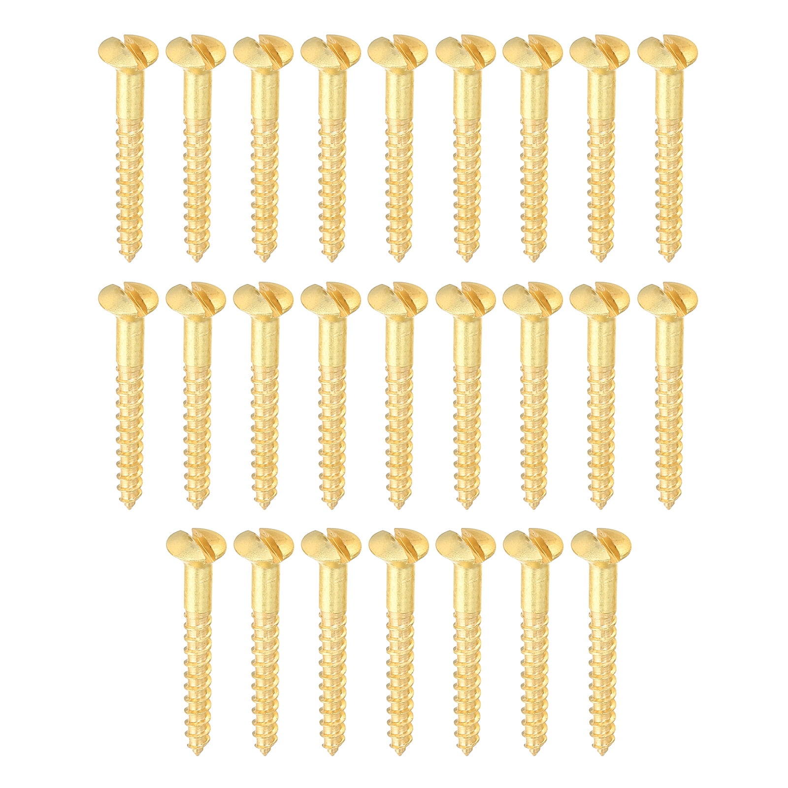 Uxcell M2.5 x 20mm Slotted Wood Screw, 25 Pack Solid Brass Oval Head ...