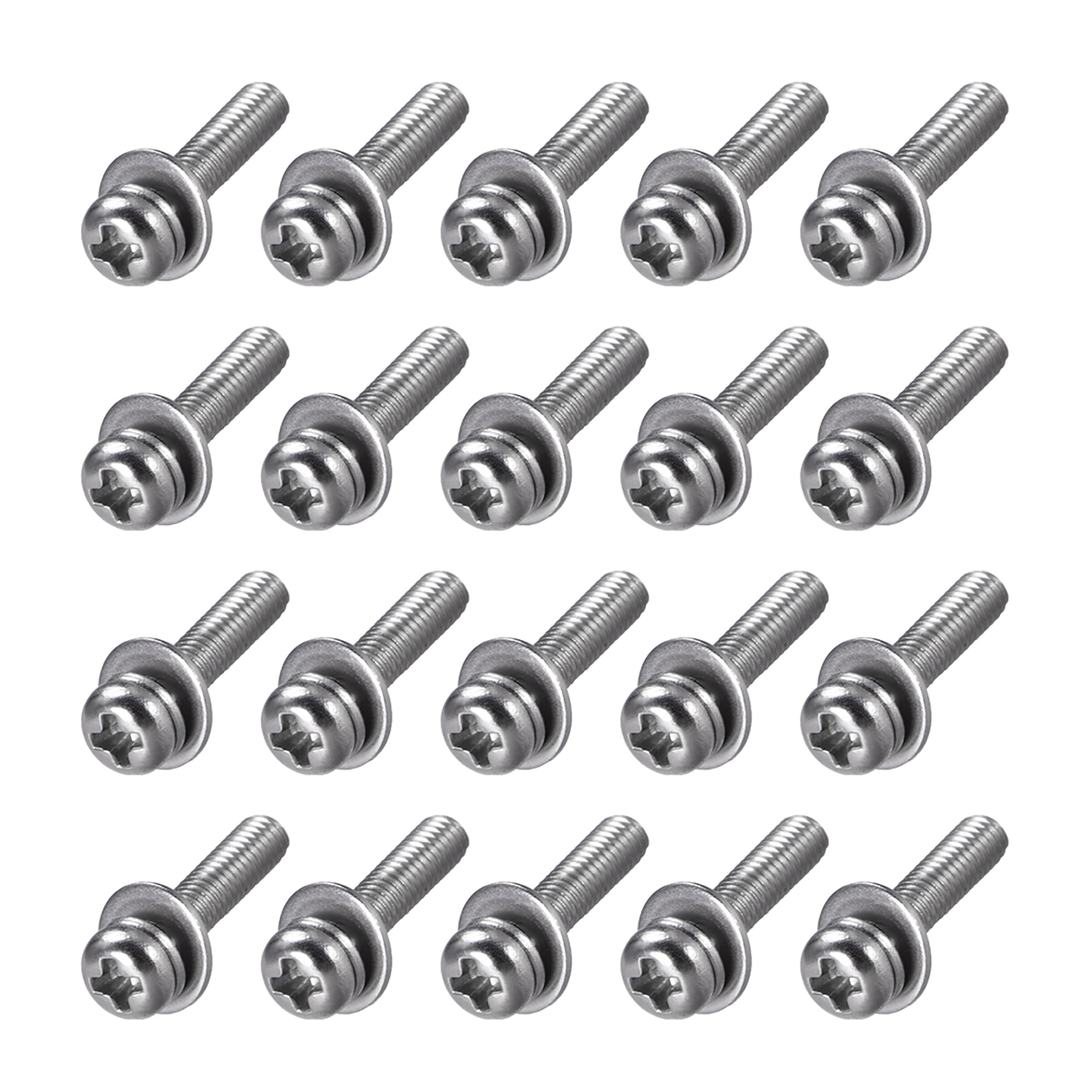 Uxcell M2.5x0.47'' Pan Head Machine Screws Bolts Combine Carbon Steel ...