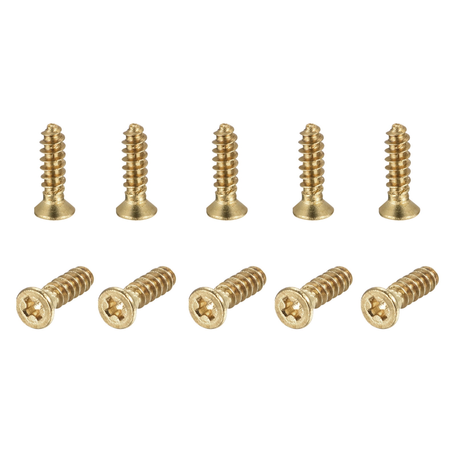 Uxcell M2.5x10mm Brass Wood Screws, Phillips Flat Head Self Tapping ...