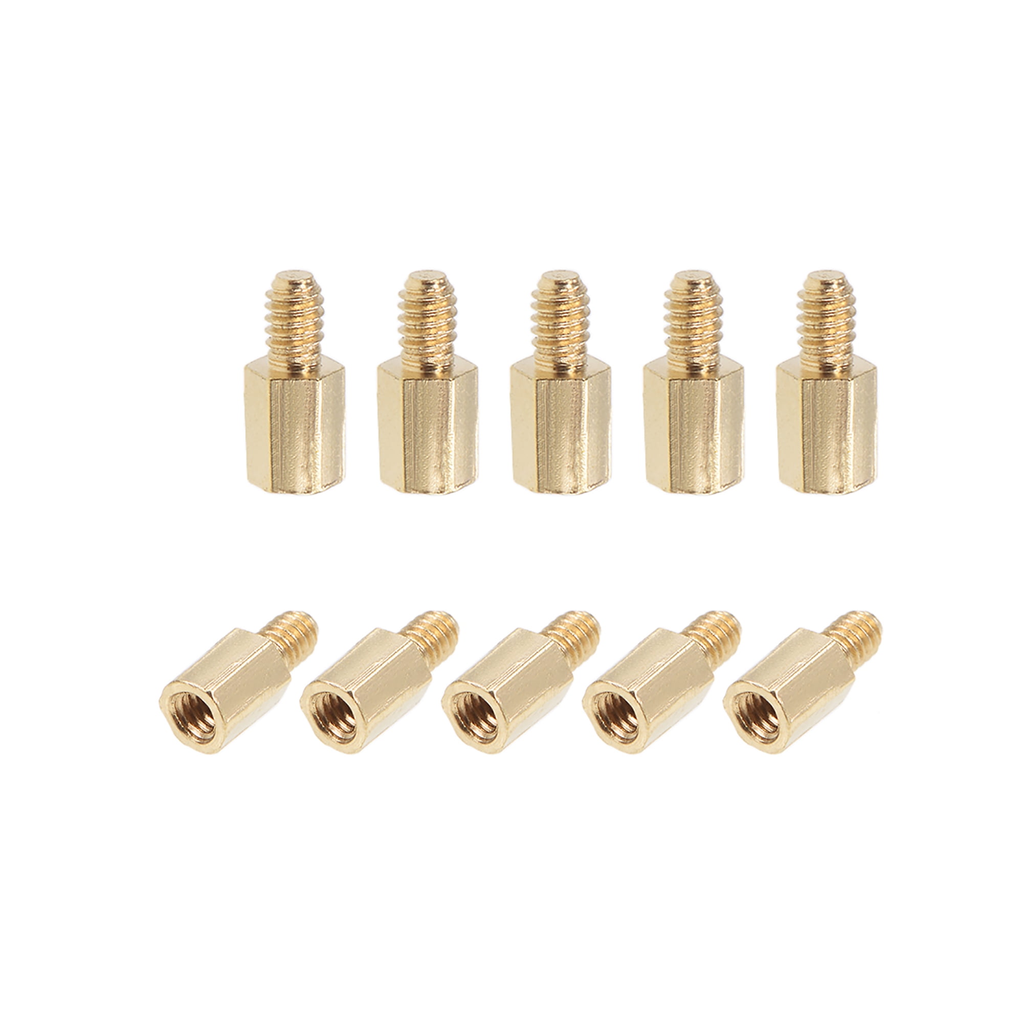 Uxcell M2 x 4 mm 3 mm Male to Female Hex Brass Spacer Standoff Gold ...