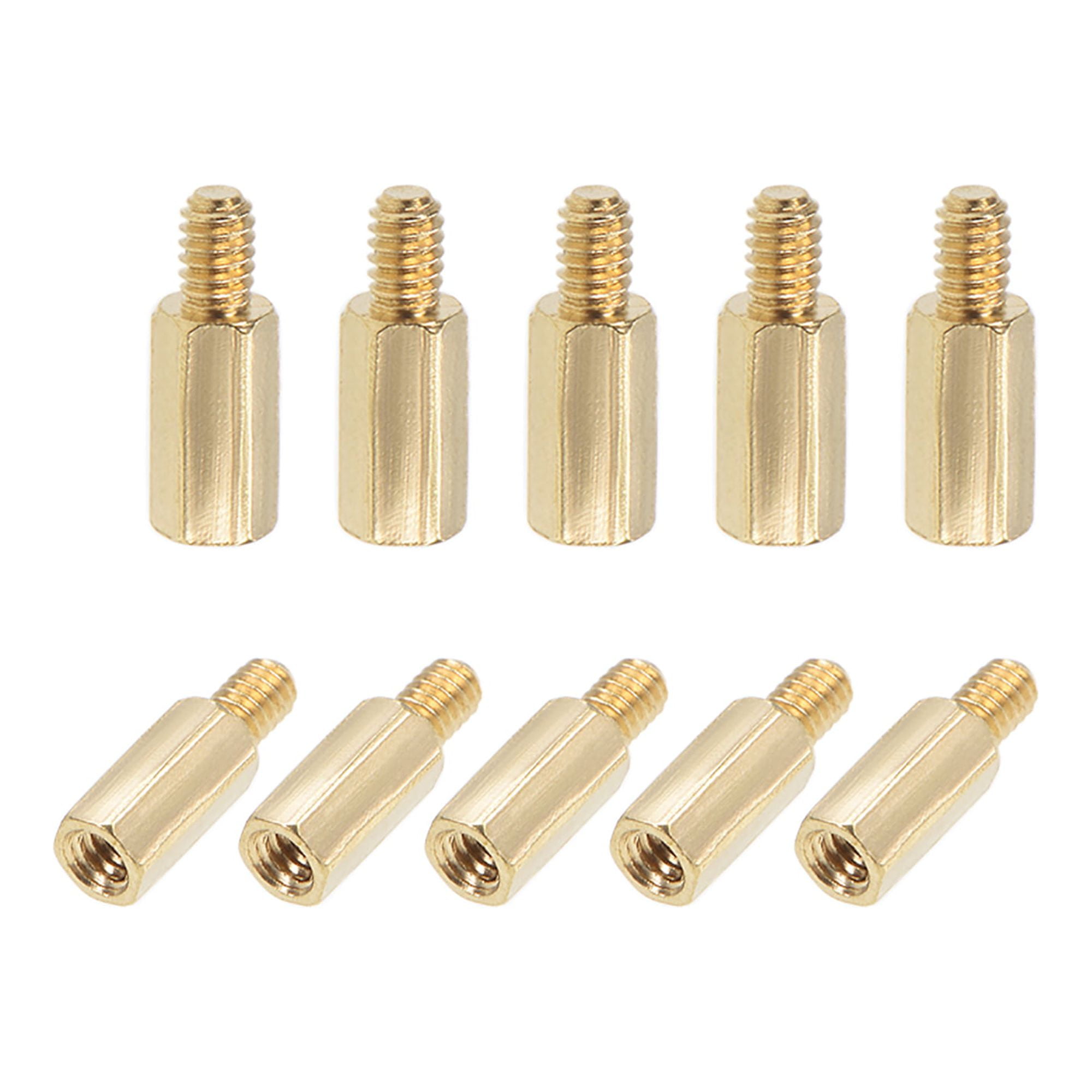 Uxcell M2 x 6 mm + 3 mm Male to Female Hex Brass Spacer Standoff 50 Pcs ...