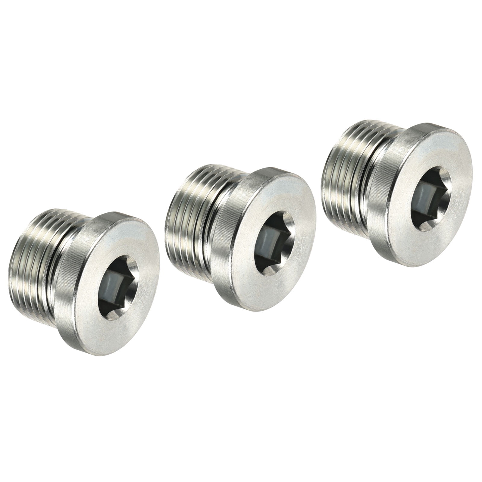 Uxcell M22*1.5 Internal Hex Head Pipe Fitting Plug, 3 Pack Male Thread 45# Steel Socket Plug ...