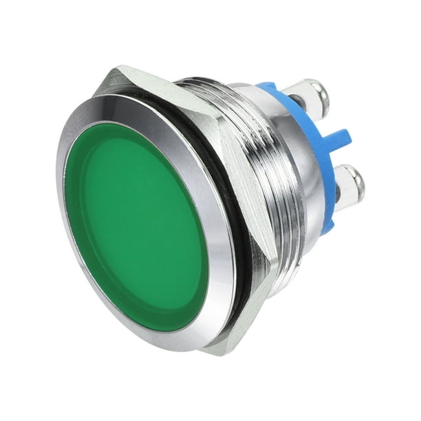 Uxcell M22 24V Panel Mount Waterproof Metal LED Indicator Signal Light ...