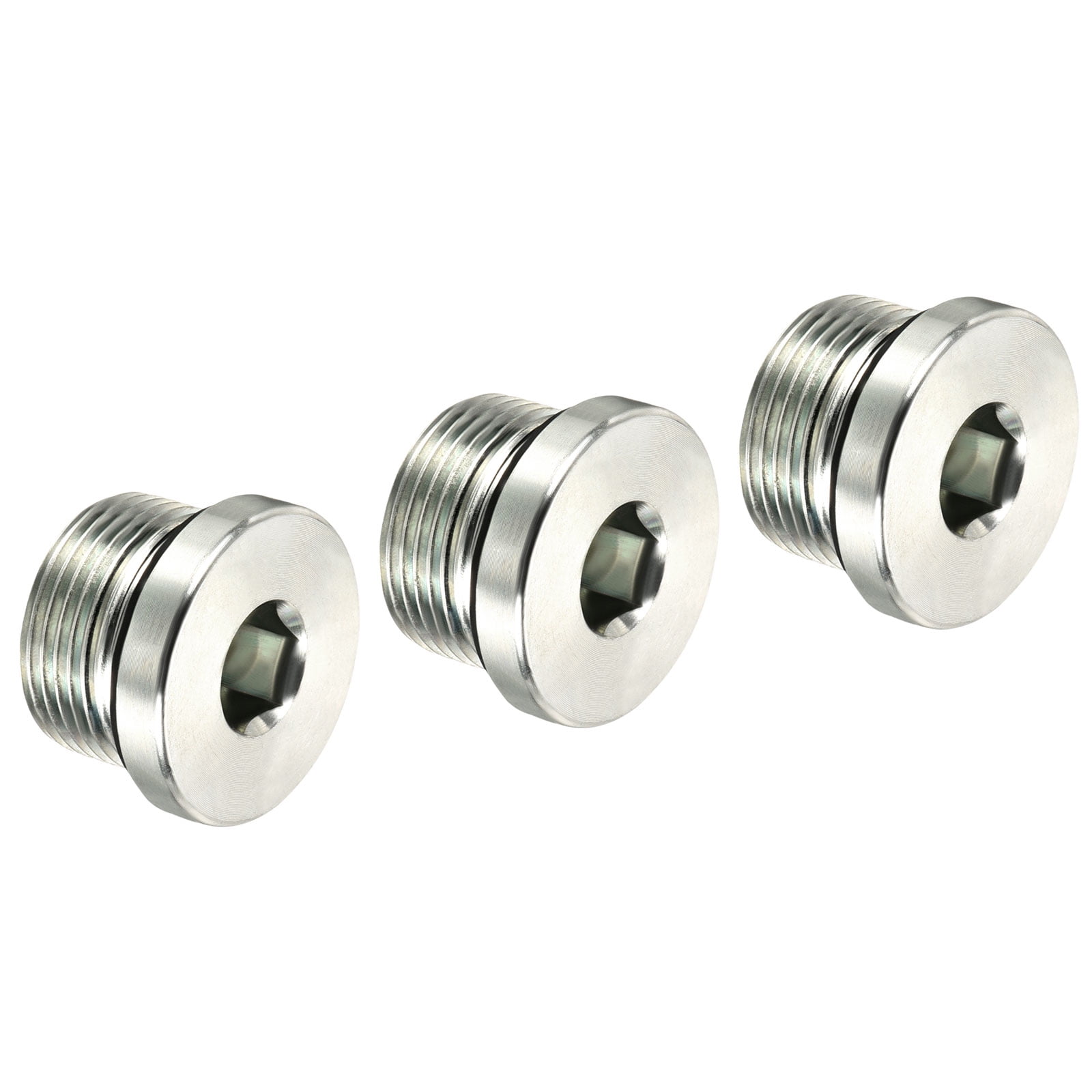 Uxcell M24*1.5 Internal Hex Head Pipe Fitting Plug, 3 Pack Male Thread 45# Steel Socket Plug ...