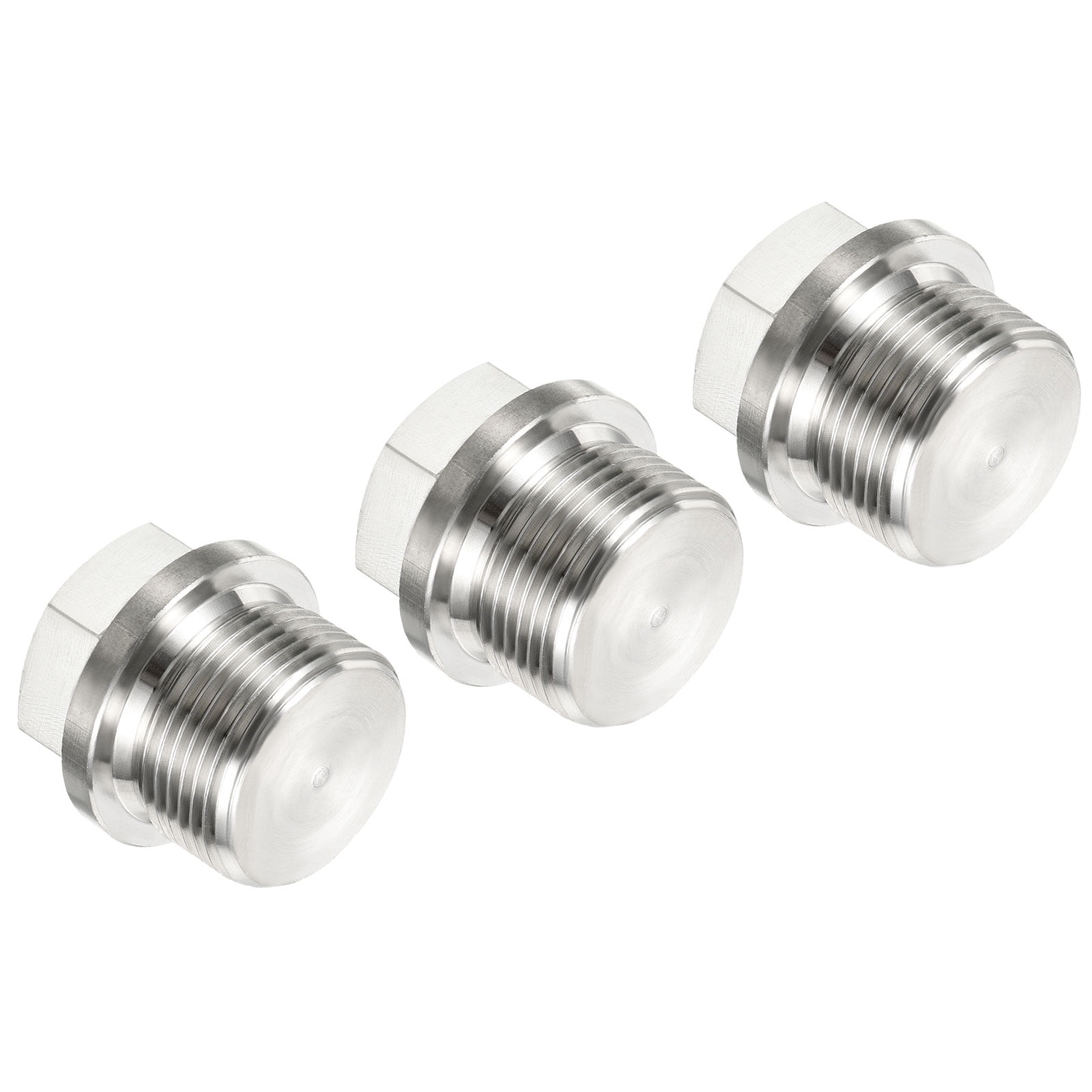 Uxcell M24x1.5 Male Plug Stainless Steel Thread Hex Head Socket Solid Pipe Fitting 3 Pack ...