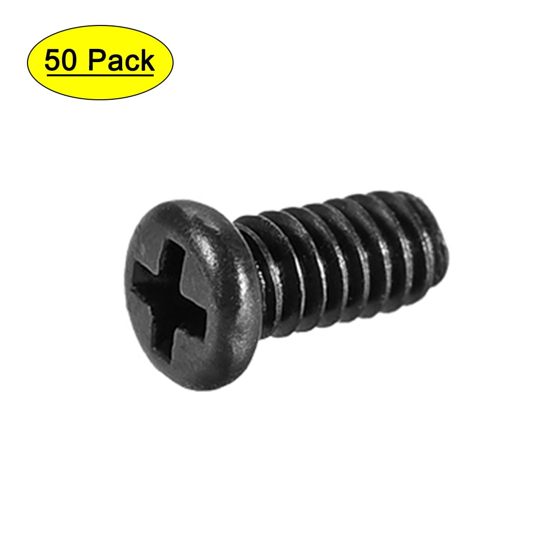 Uxcell M2x4mm Computer Screw Fastener 2.8mm Dia Screw Head Black 50 ...