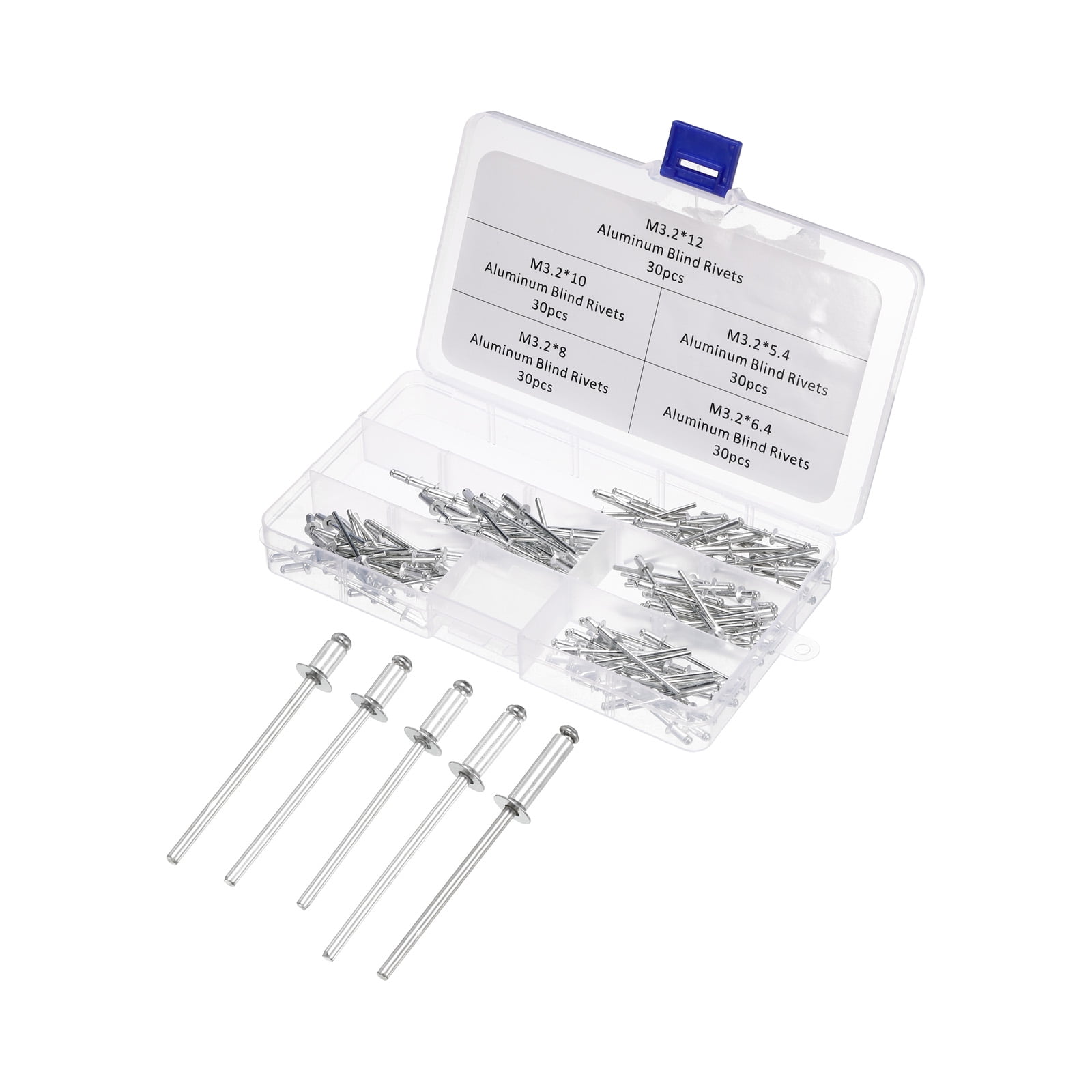 Uxcell M3.2 Aluminum Blind Rivet Assortment Set Open End Countersunk ...