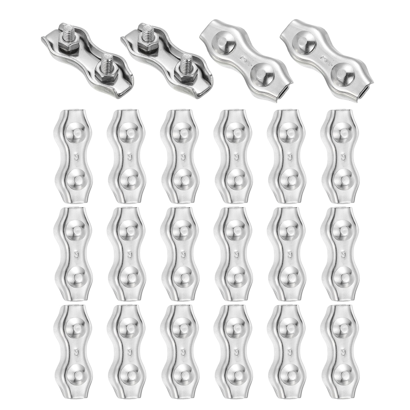 Uxcell M3 304 Stainless Steel Double Wire Rope Clips, Cable Clamp ...