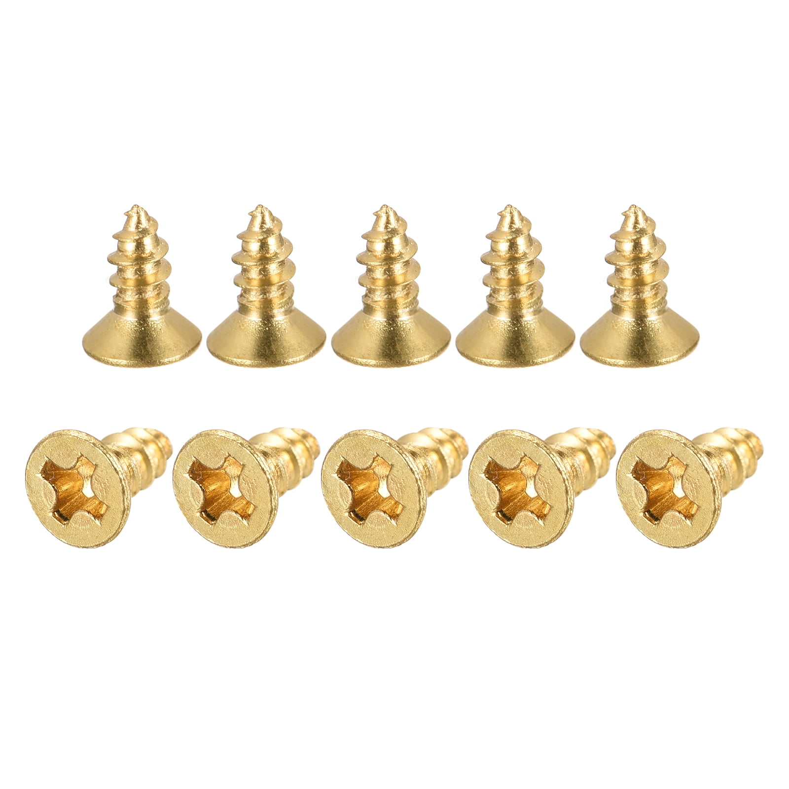 Uxcell M3.5x8mm Brass Wood Screws, Phillips Flat Head Self Tapping ...