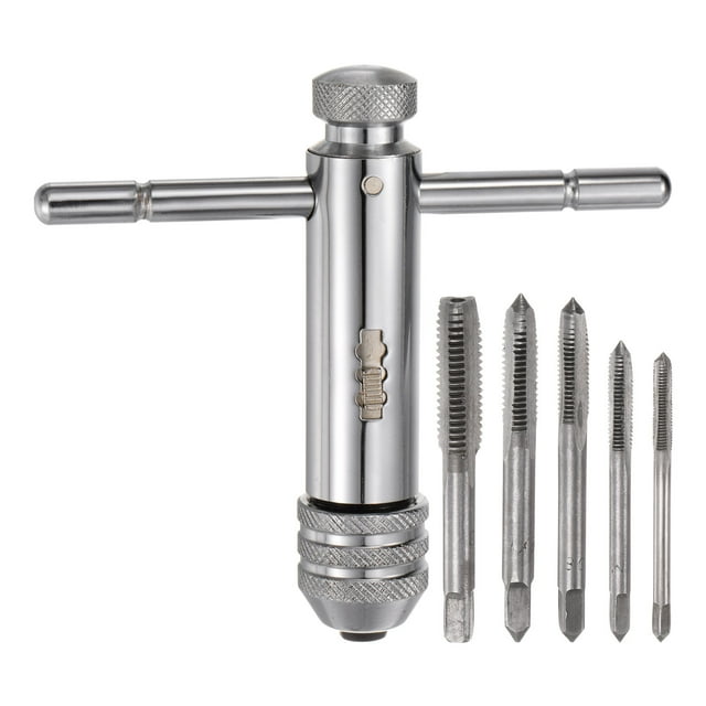 Uxcell M3-M8 Short T-Handle Ratchet Tap Wrench and 5 Packs M3 M4 M5 M6 M8 Metric Thread Screw ...