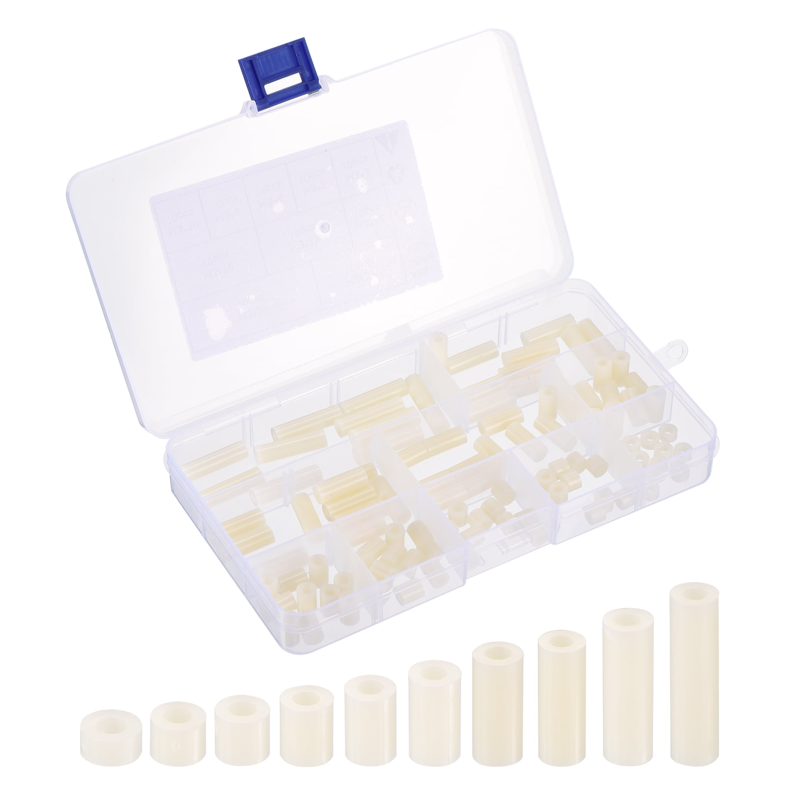 Uxcell M3 Nylon Spacer Set, 100Pcs Non-Threaded Round Spacer Standoff ...
