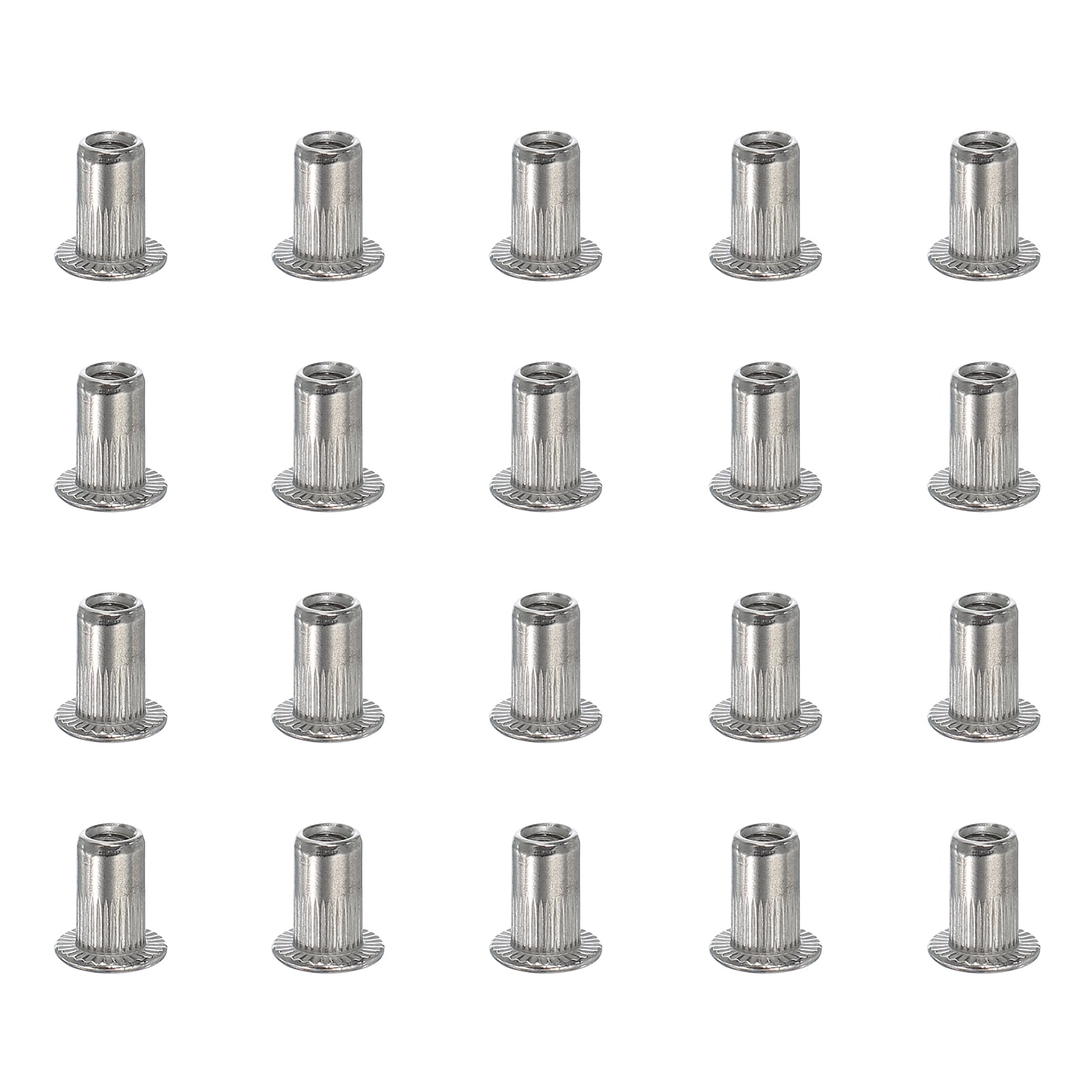 Uxcell M3 Rivet Nuts, 20 Pcs 304 Stainless Steel Knurled Flat Head ...