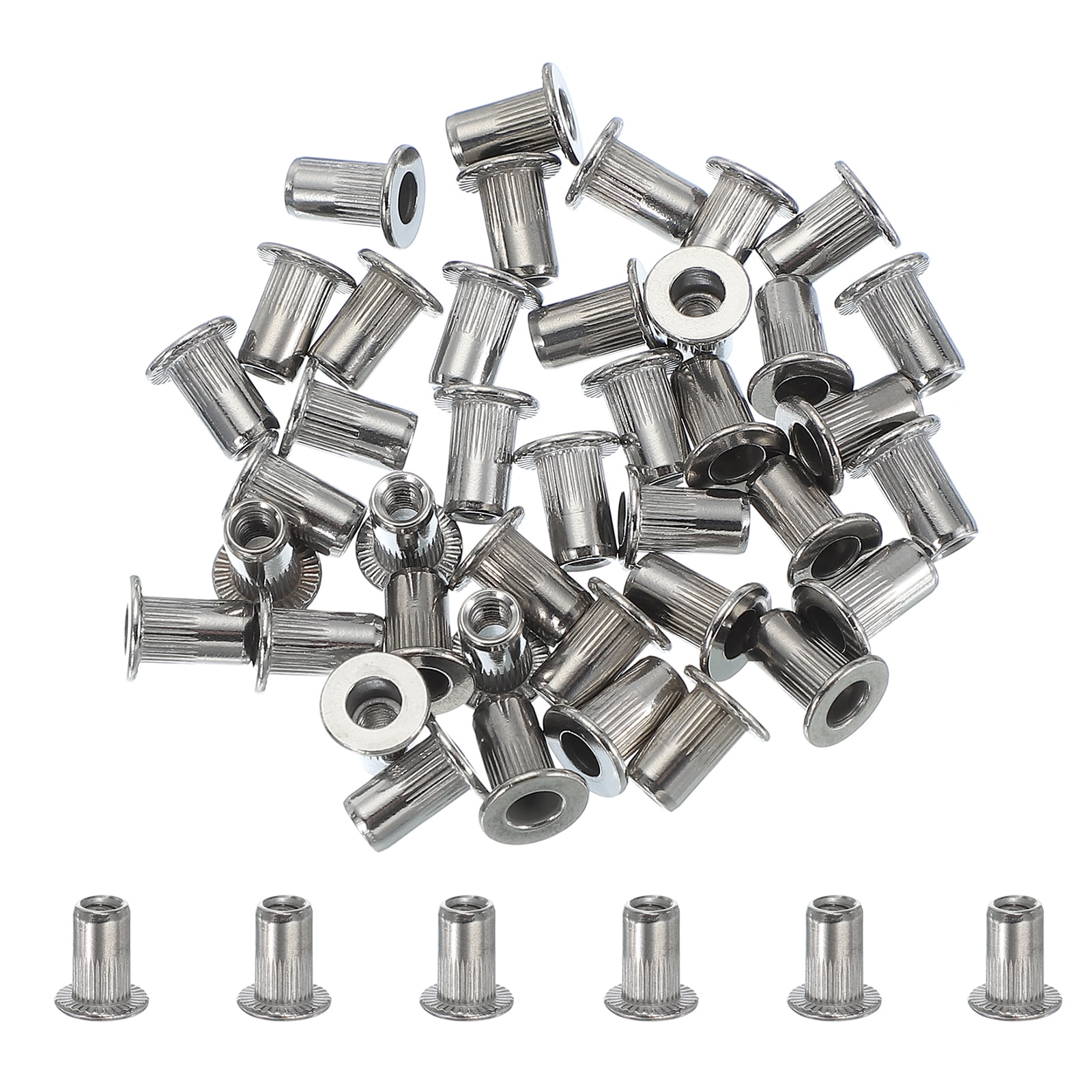 Uxcell M3 Rivet Nuts, 40 Pcs 304 Stainless Steel Knurled Flat Head ...