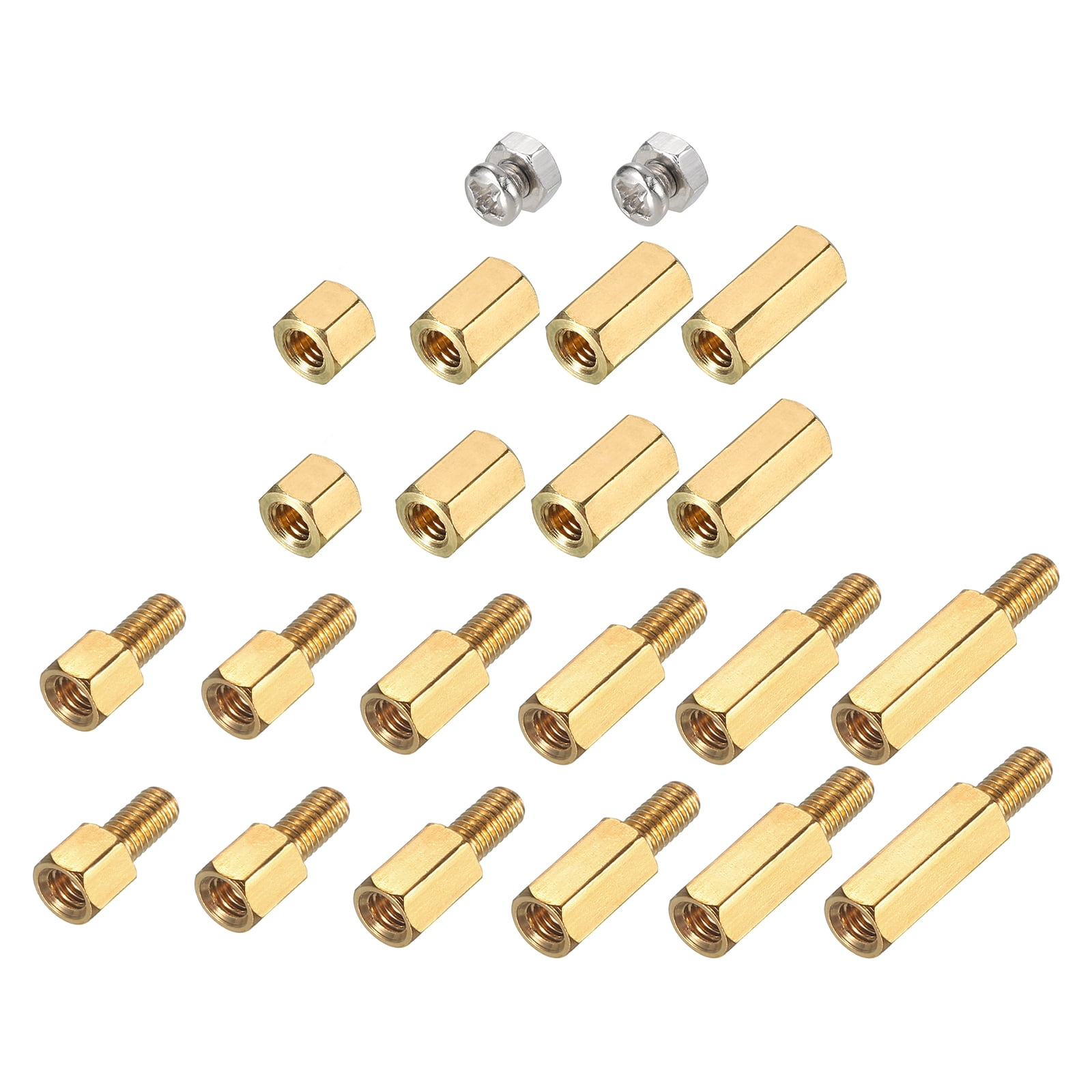 Uxcell M3 Standoff Screws Assortment Kit, 150 Pack Brass Hex PCB ...