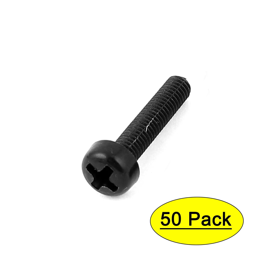 Uxcell M3 x 15mm Plastic Cross Pan Head Machine Screws Black (50-pack ...