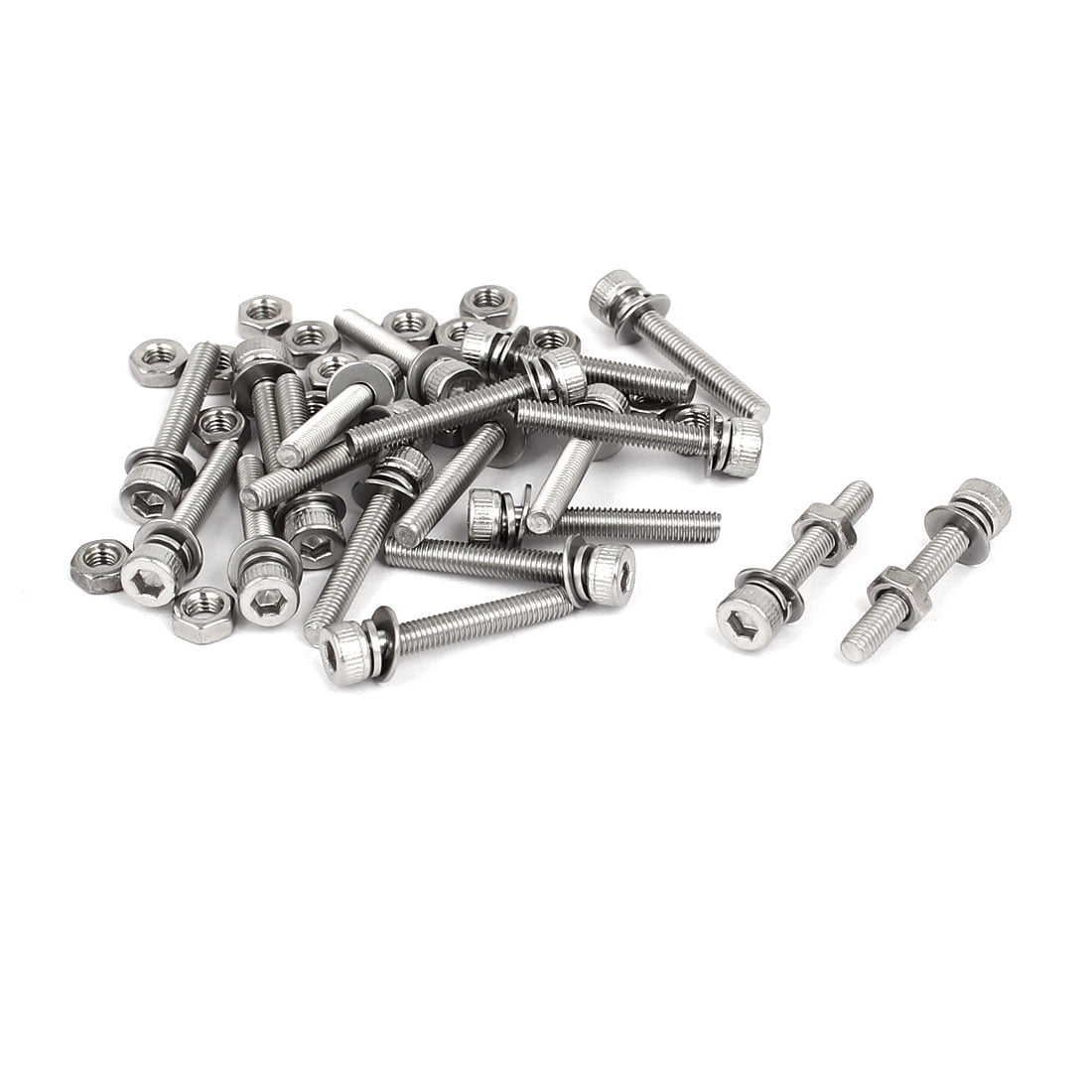 Uxcell M3 x 20mm 304 Stainless Steel Hex Socket Head Cap Screws Nuts w ...