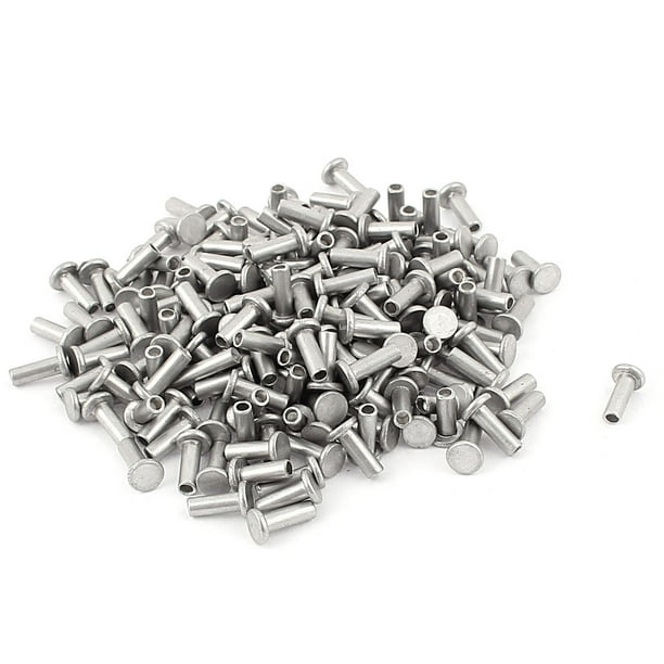 Uxcell M3 x 8mm Aluminum Flat Head Semi-Tubular Rivets Silver Tone (200 ...