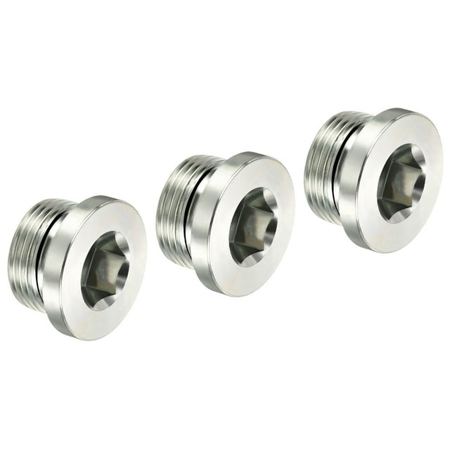 Uxcell M30*2 Internal Hex Head Pipe Fitting Plug, 3 Pack Male Thread 45# Steel Socket Plug with ...