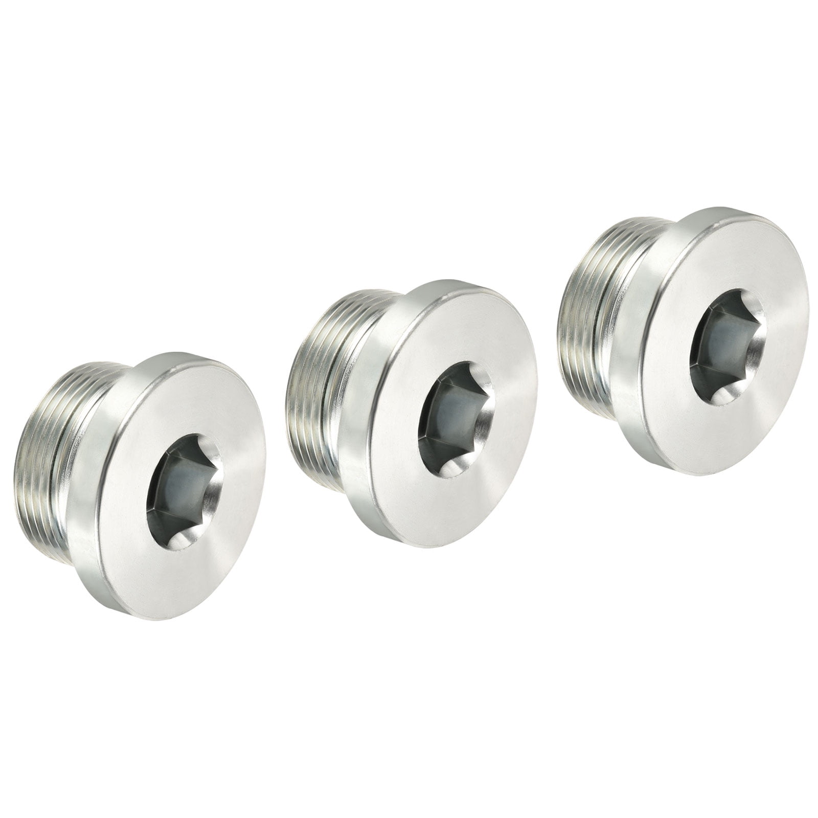 Uxcell M30x1.5 Internal Hex Head Pipe Fitting Plug, 3 Pack Male Thread 45# Steel Socket Plug ...