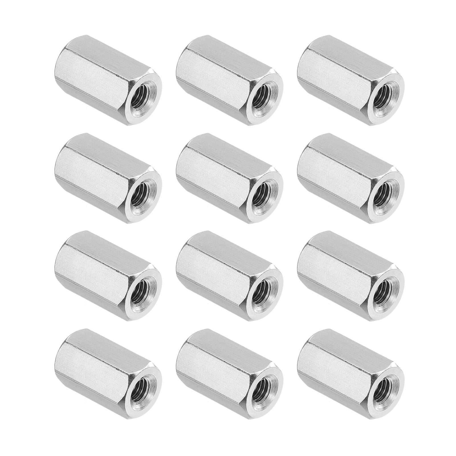 Uxcell M3x0.5 Pitch 304 Stainless Steel Hex Coupling Nuts, 12 Pcs 10mm ...