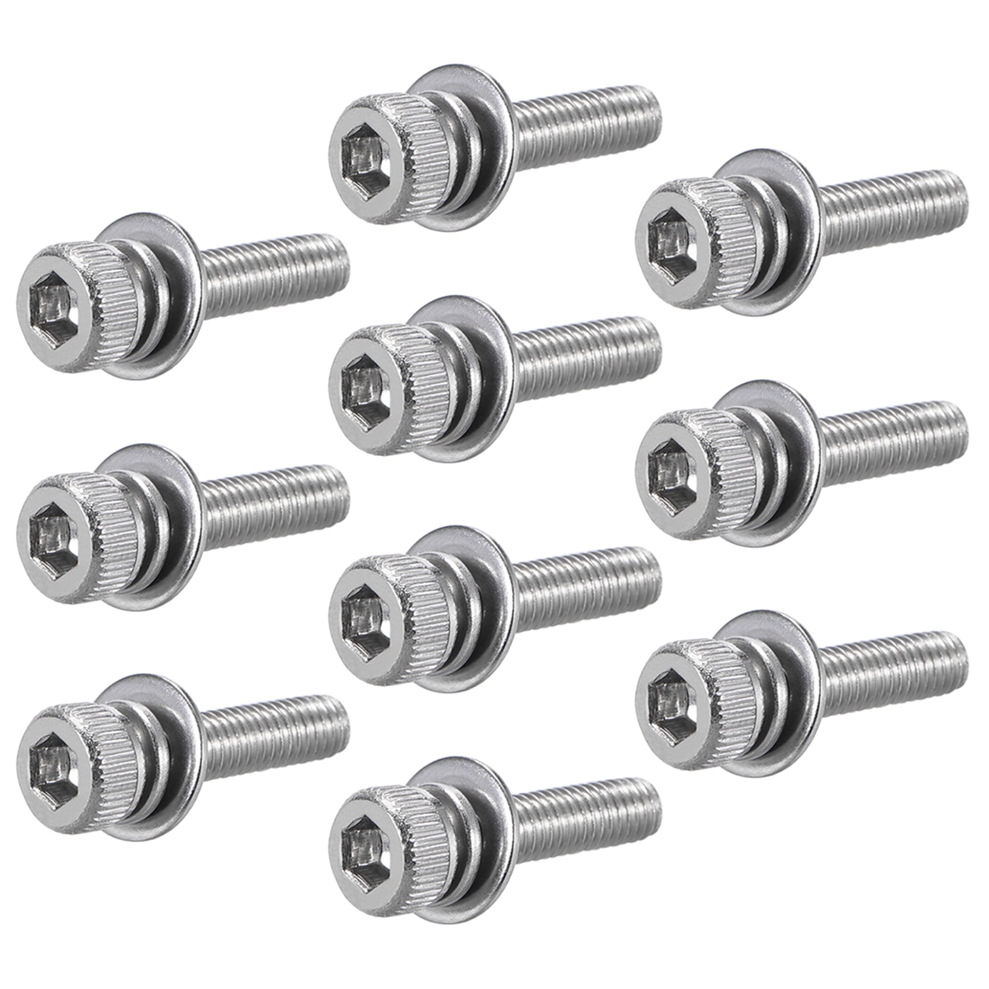 Uxcell M3x0.63'' Hex Socket Head Cap Screws Bolts Combine Stainless ...