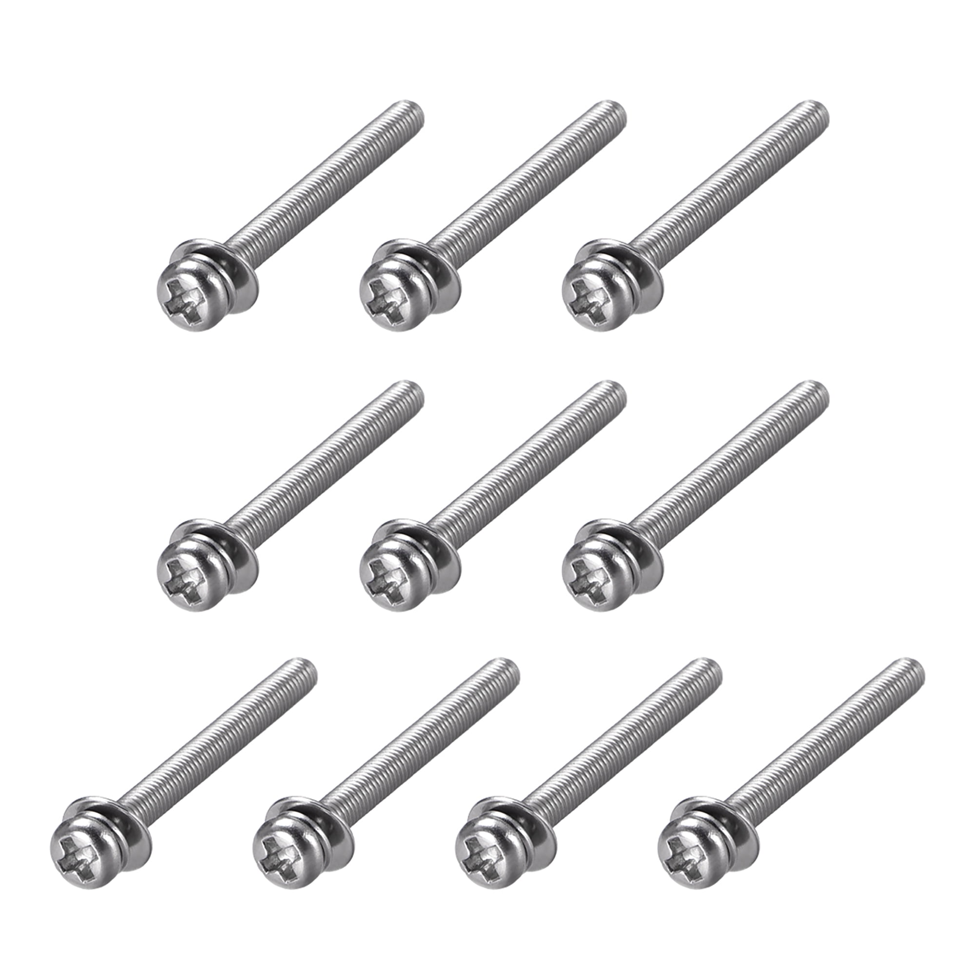 Uxcell M3x1.38'' Pan Head Machine Screws Bolts Combine Carbon Steel ...
