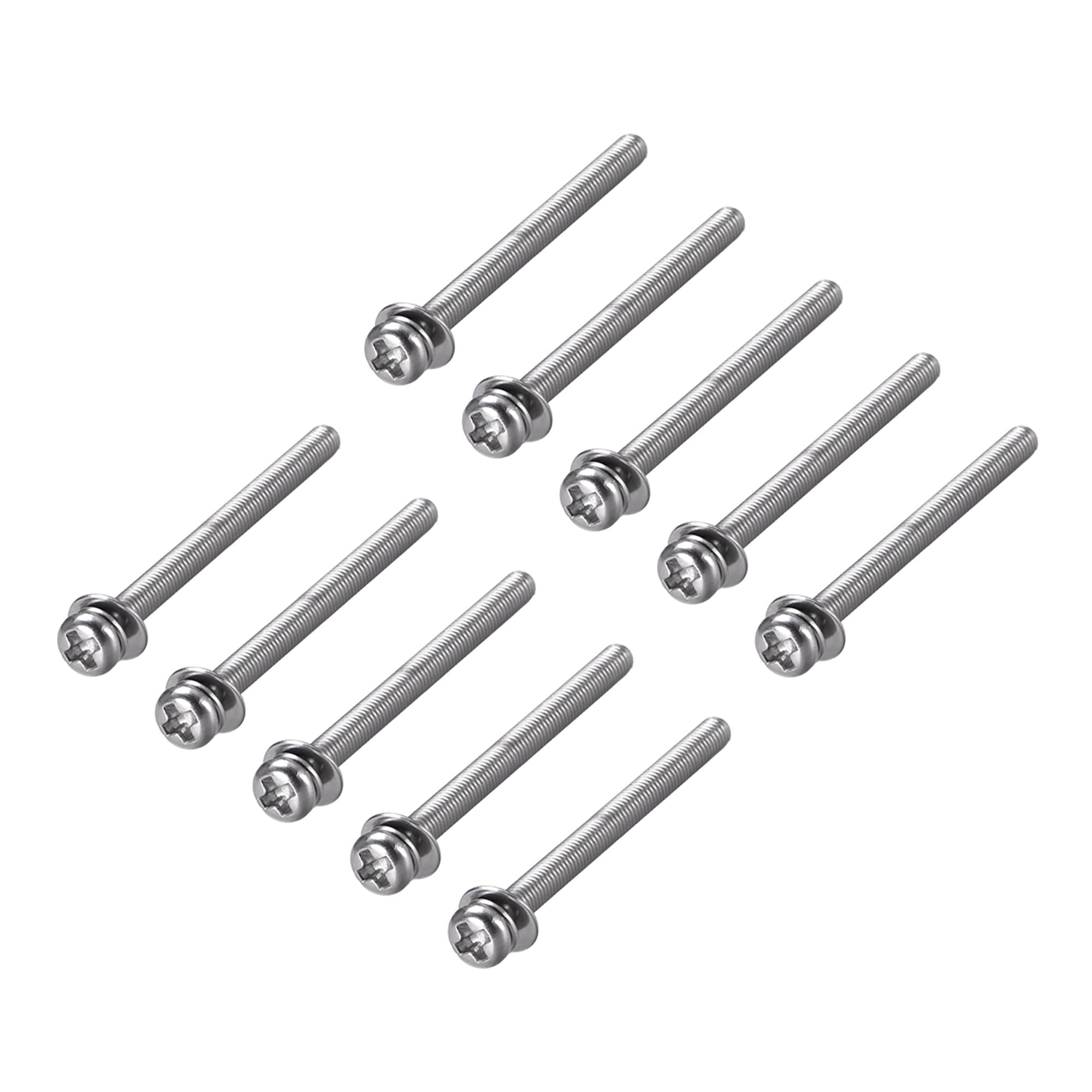 Uxcell M3x1.97'' Pan Head Machine Screws Bolts Combine Carbon Steel ...