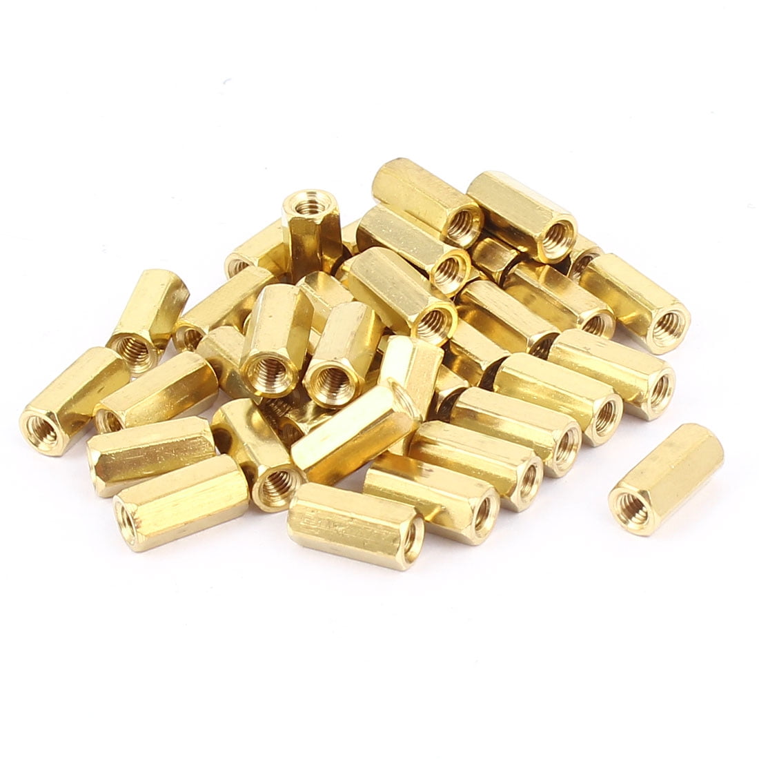 Uxcell M3x10mm Female Brass Spacer Hex Standoff Screw Column Gold Tone ...
