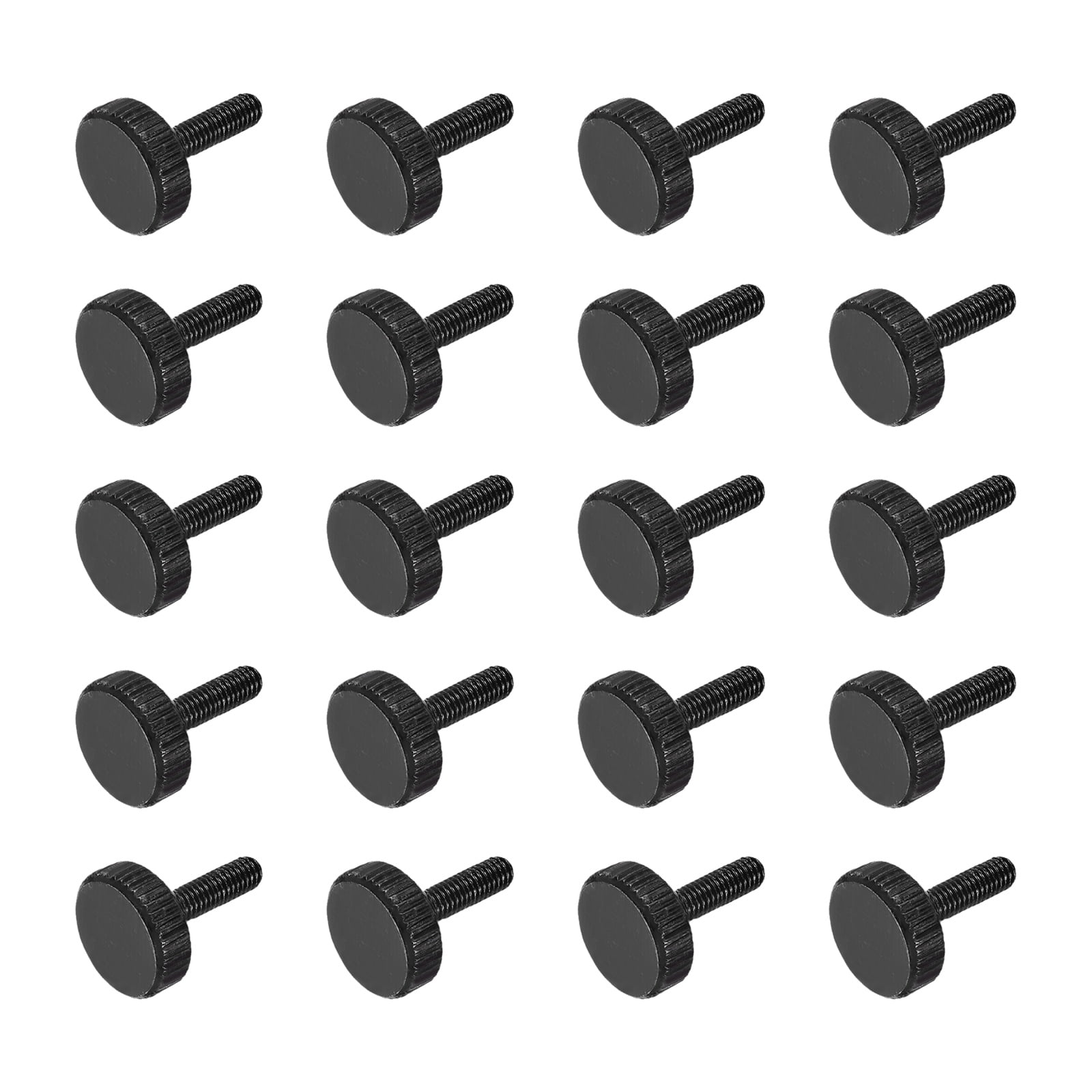 Uxcell M3x10mm Knurled Thumb Screws, Black Steel Flat Head Thumb Screws Zinc Plated Metric ...