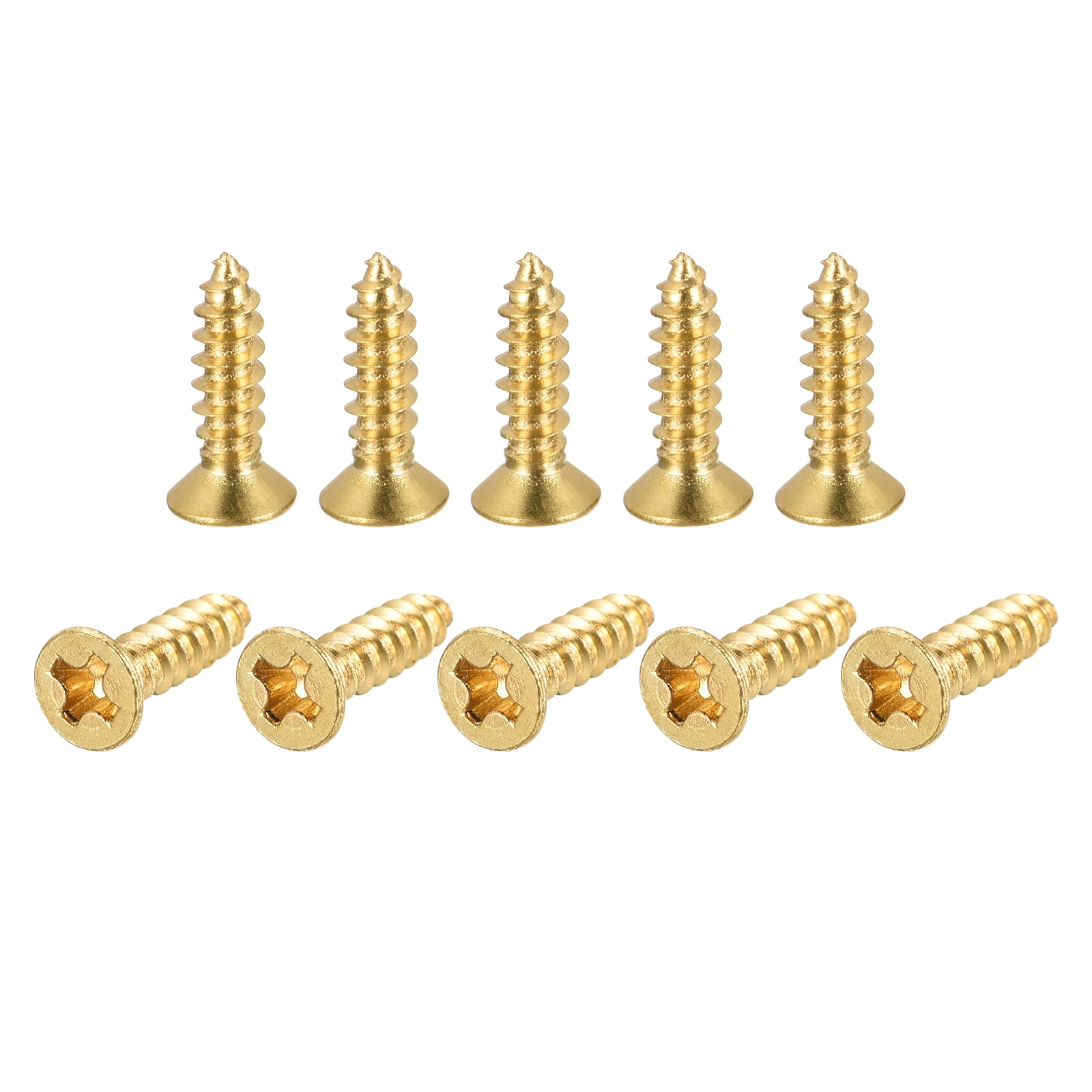 Uxcell M3x12mm Brass Wood Screws, Phillips Flat Head Self Tapping ...