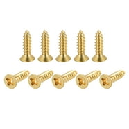 Uxcell Wood Screws M4 x 12mm Slotted Round Head Brass Self-Tapping ...