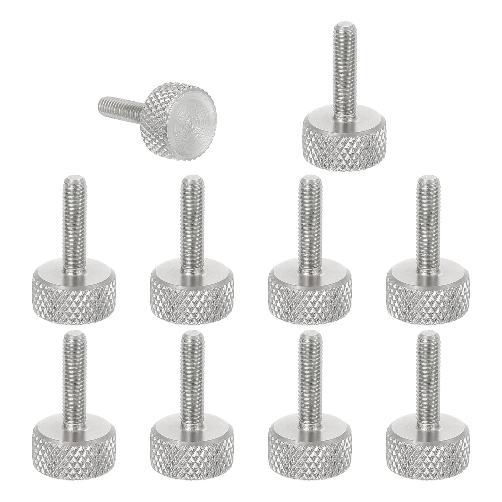 Uxcell M3x12mm Knurled Thumb Screws, 304 Stainless Steel Flat Head Thumb Screws Metric Diamond ...
