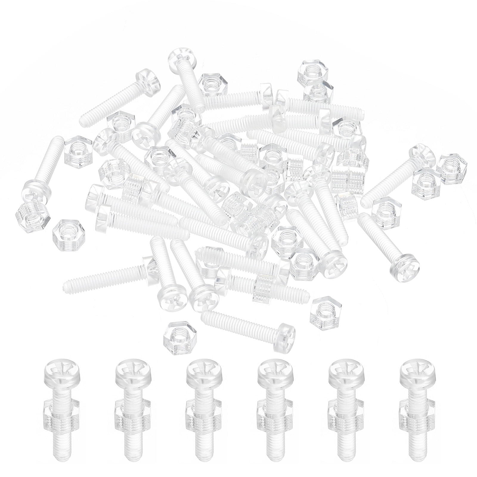 Uxcell M3x15mm Clear Acrylic Screws and Hex Nuts Kit, PC Plastic ...