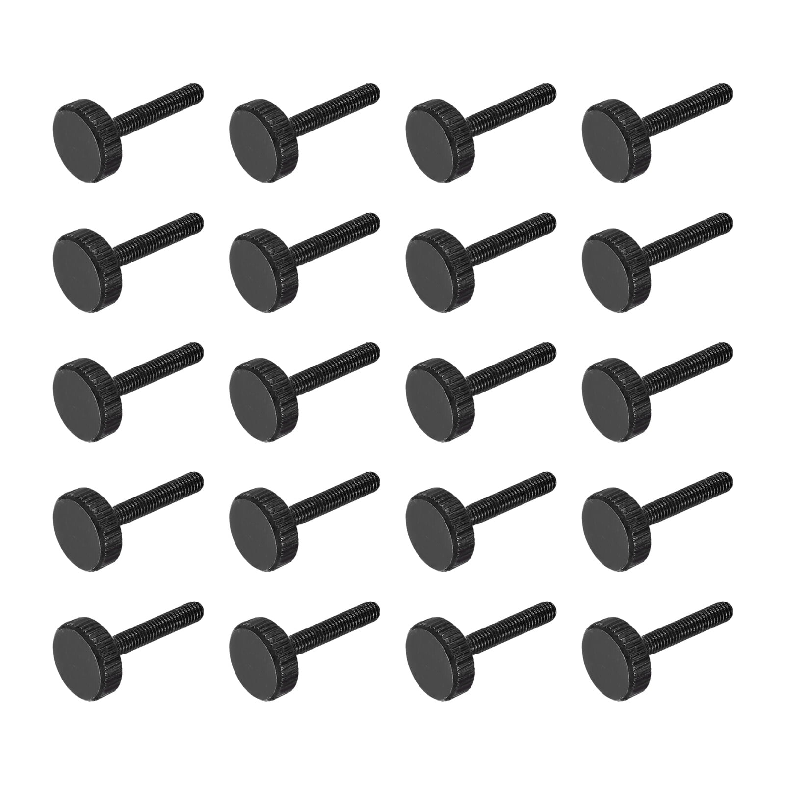 Uxcell M3x20mm Knurled Thumb Screws, Black Steel Flat Head Thumb Screws ...