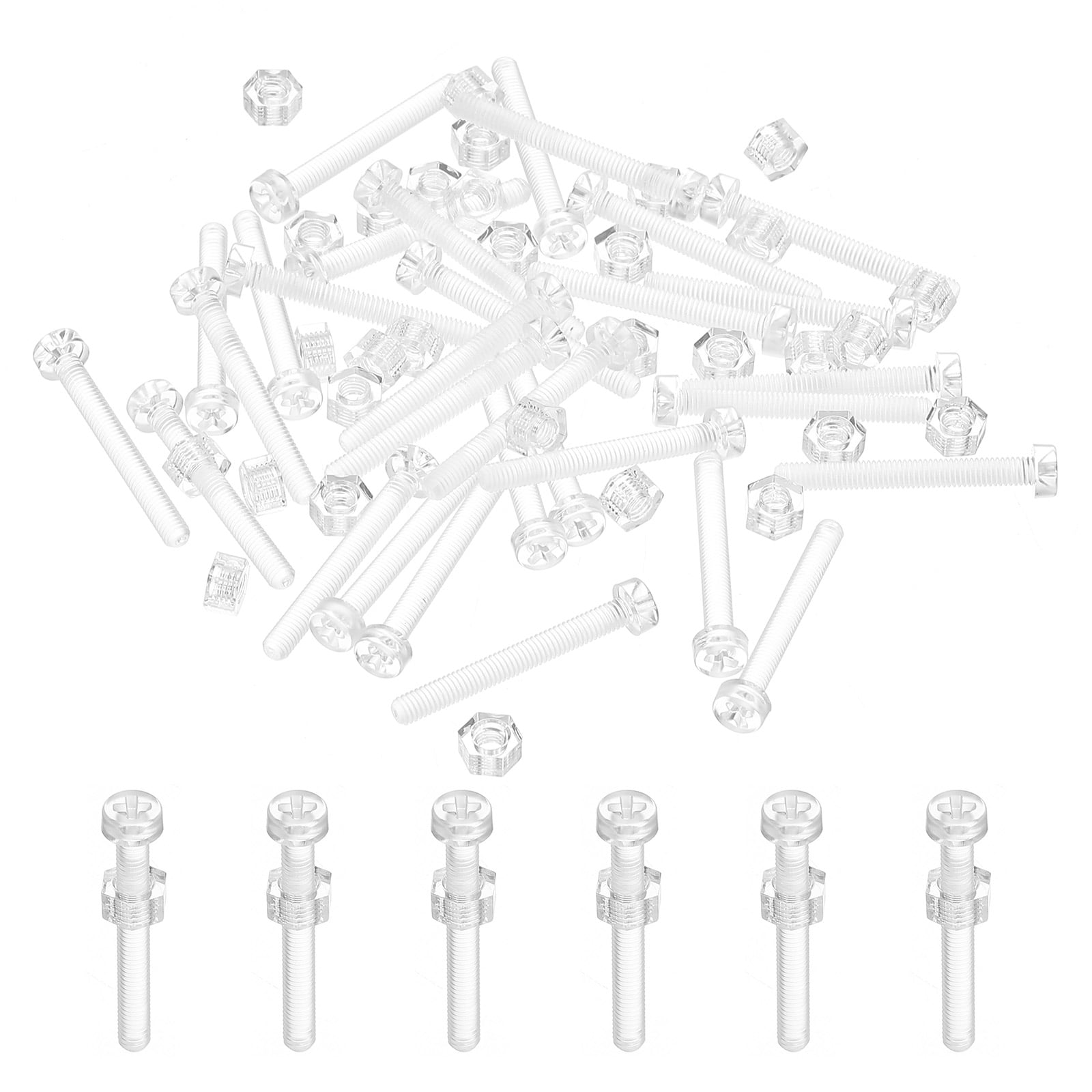Uxcell M3x25mm Clear Acrylic Screws and Hex Nuts Kit, PC Plastic ...