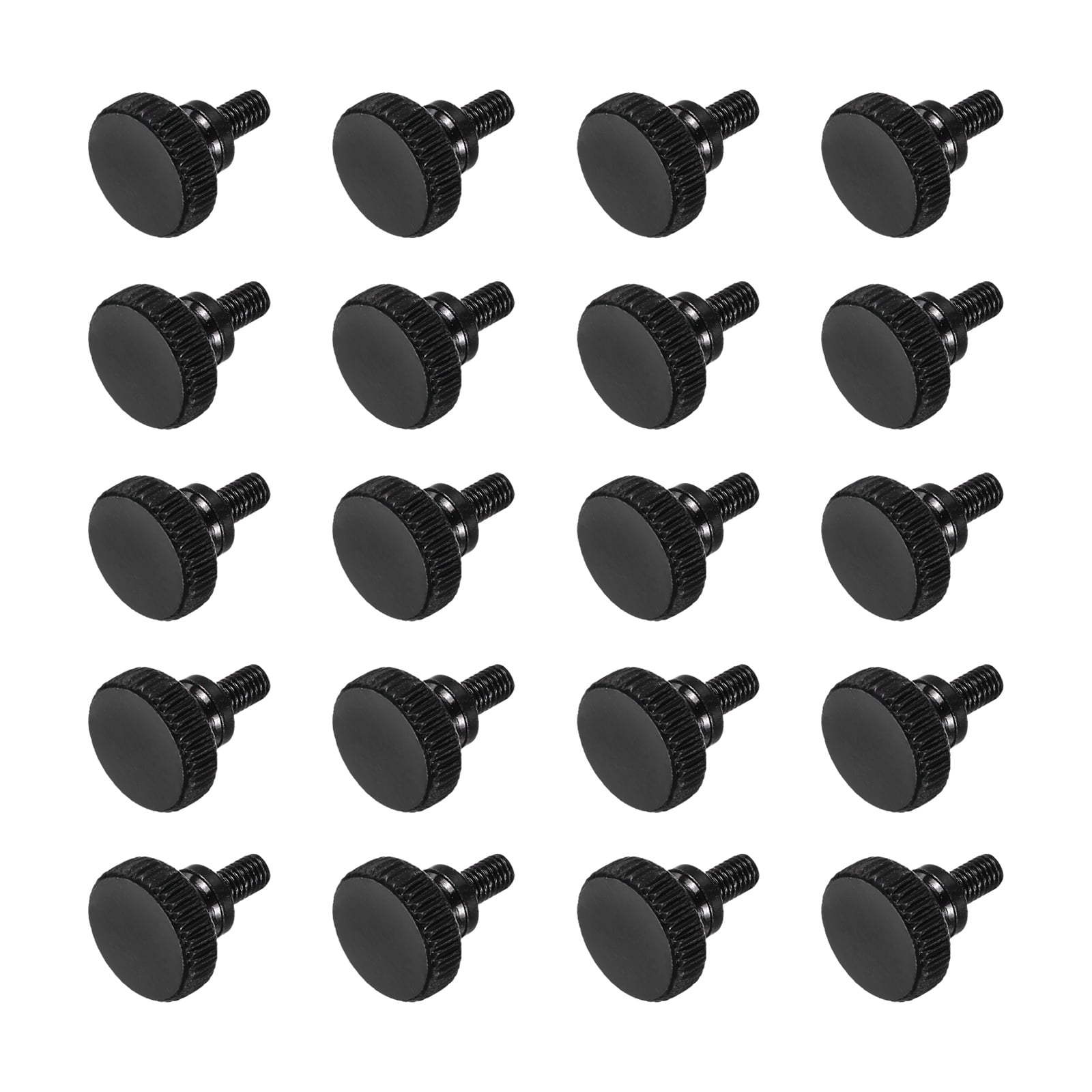 Uxcell M3x4mm Knurled Thumb Screws, Black Steel Flat Head Thumb Screws Zinc Plated Metric ...