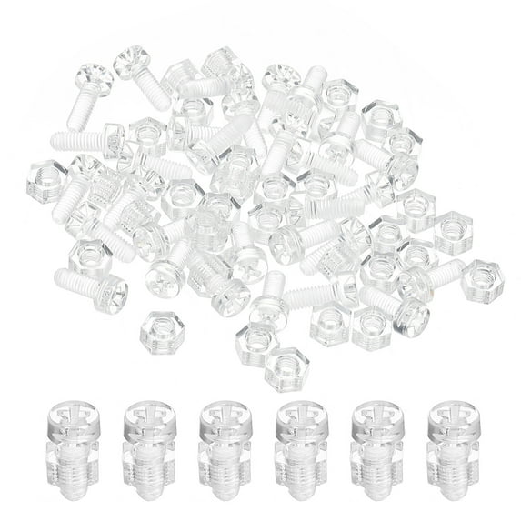 Uxcell M3x8mm Clear Acrylic Screws and Hex Nuts Kit, PC Plastic ...