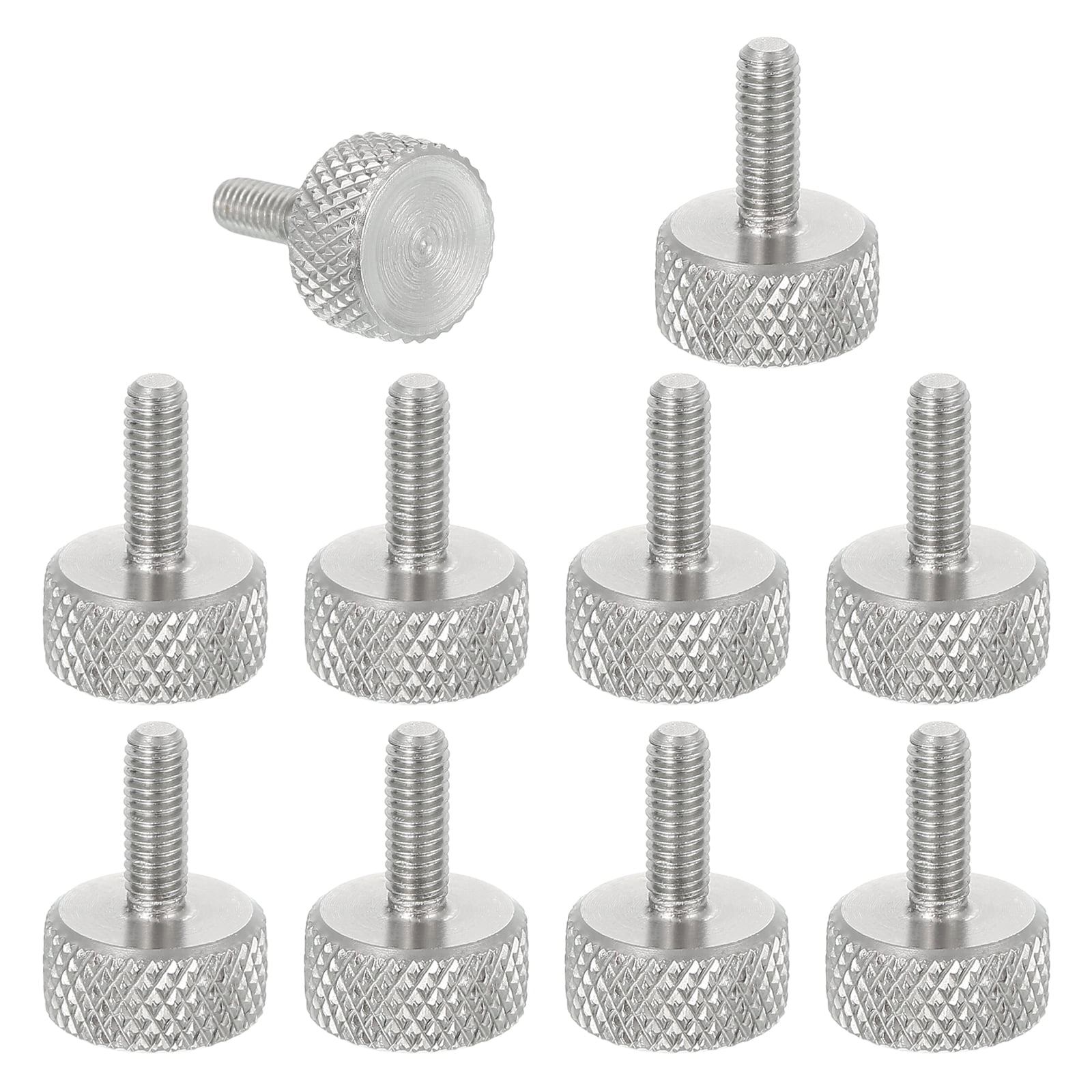 Uxcell M3x8mm Knurled Thumb Screws, 304 Stainless Steel Flat Head Thumb Screws Metric Diamond ...