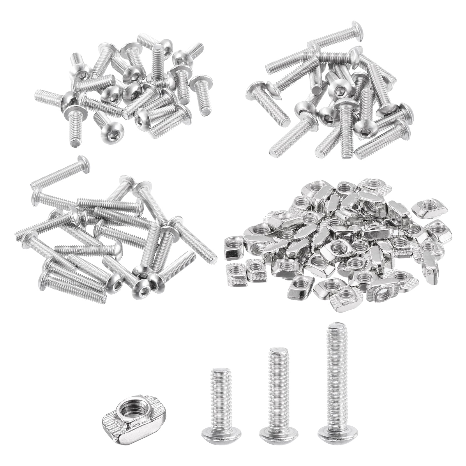 Uxcell M4 120Pcs T Nut Sliding T-Nuts Screws Assortment Kit - Walmart ...