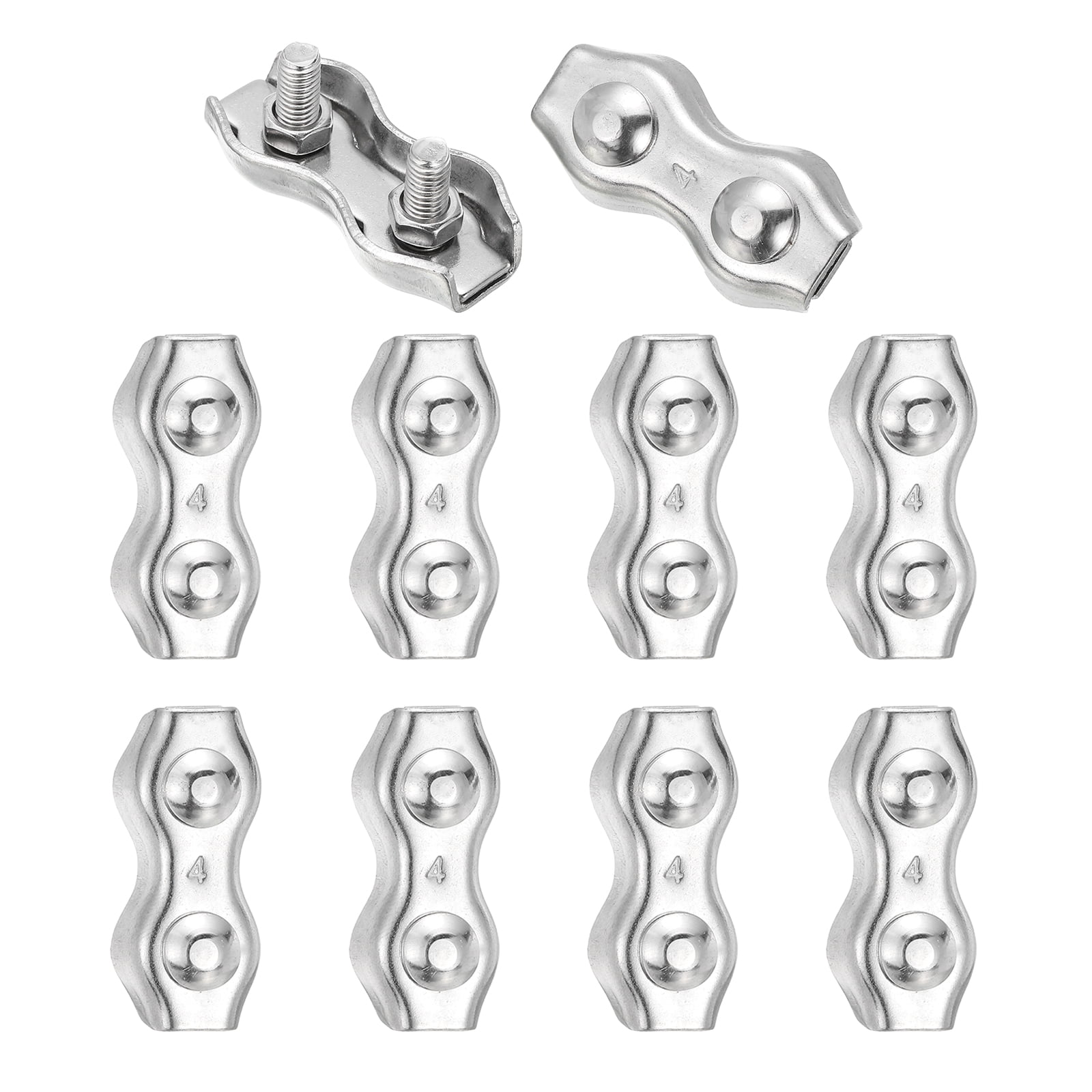 Uxcell M4 304 Stainless Steel Double Wire Rope Clips, Cable Clamp ...