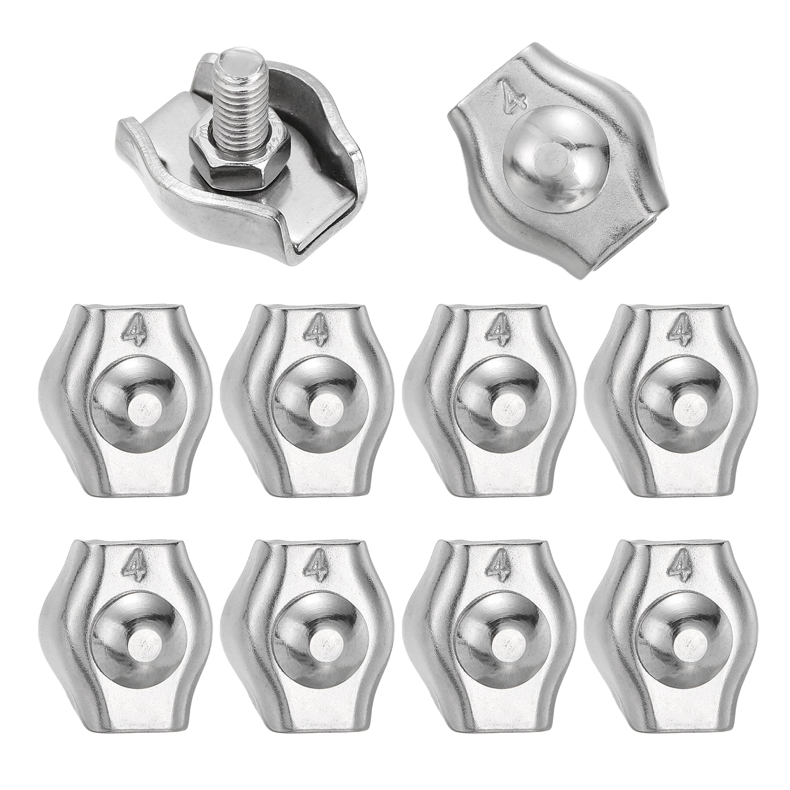 Uxcell M4 304 Stainless Steel Single Wire Rope Clips, Cable Clamp ...