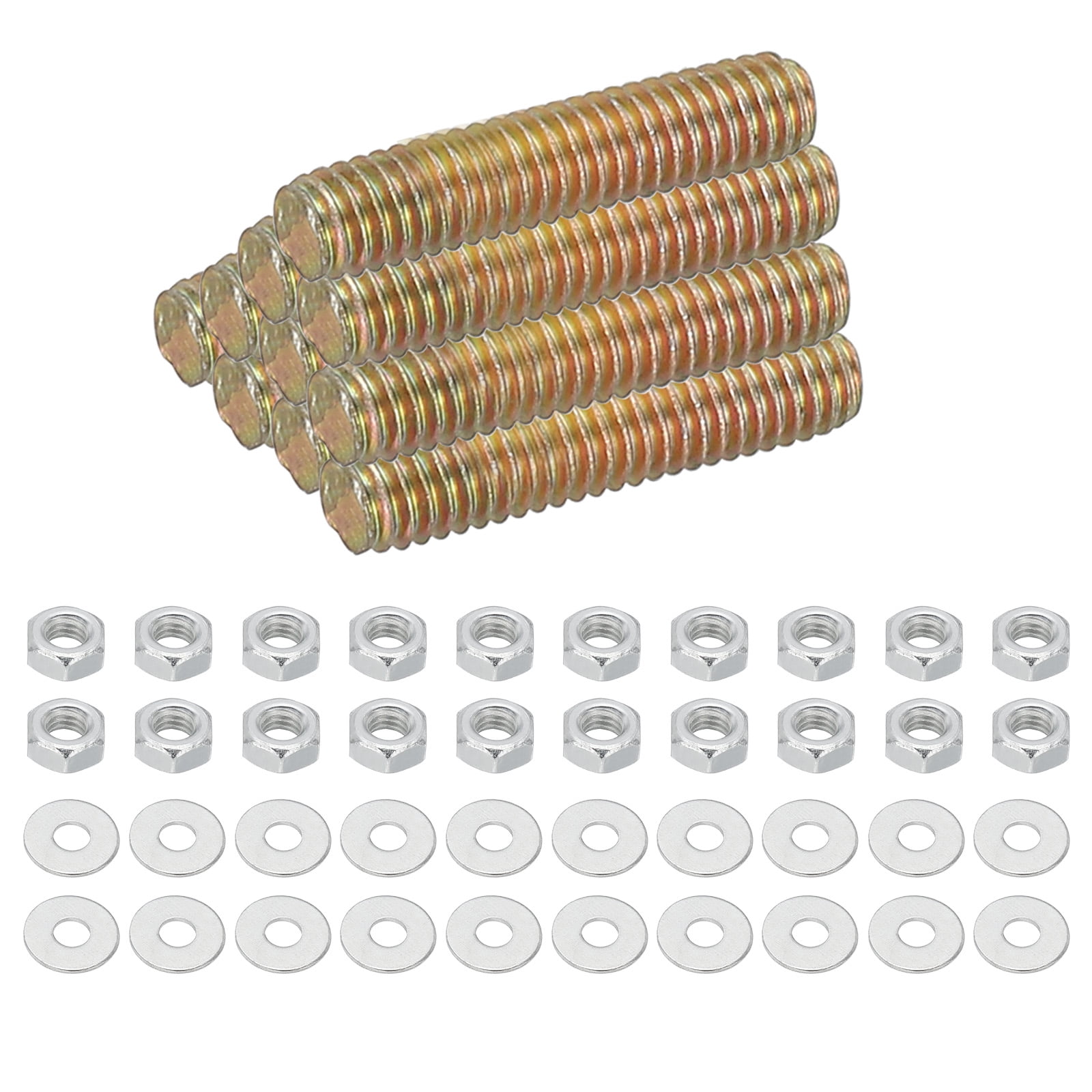 Uxcell M4 Carbon Steel Fully Threaded Rods, 25 Set 30mm/1.2" L Threaded ...