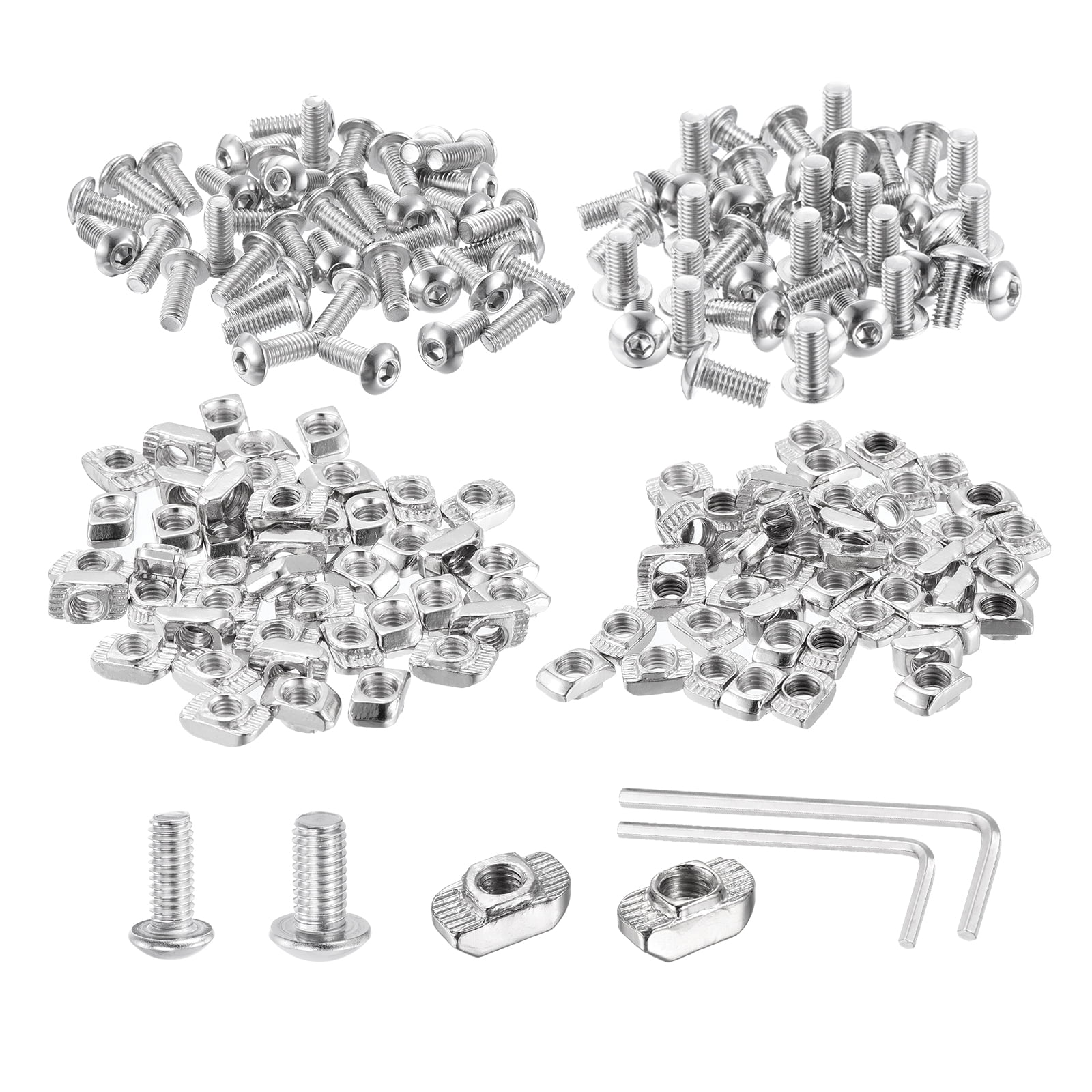 Uxcell M4/M5 202Pcs T Nuts Sliding T Slot Nuts T-Nuts Screws Assortment ...