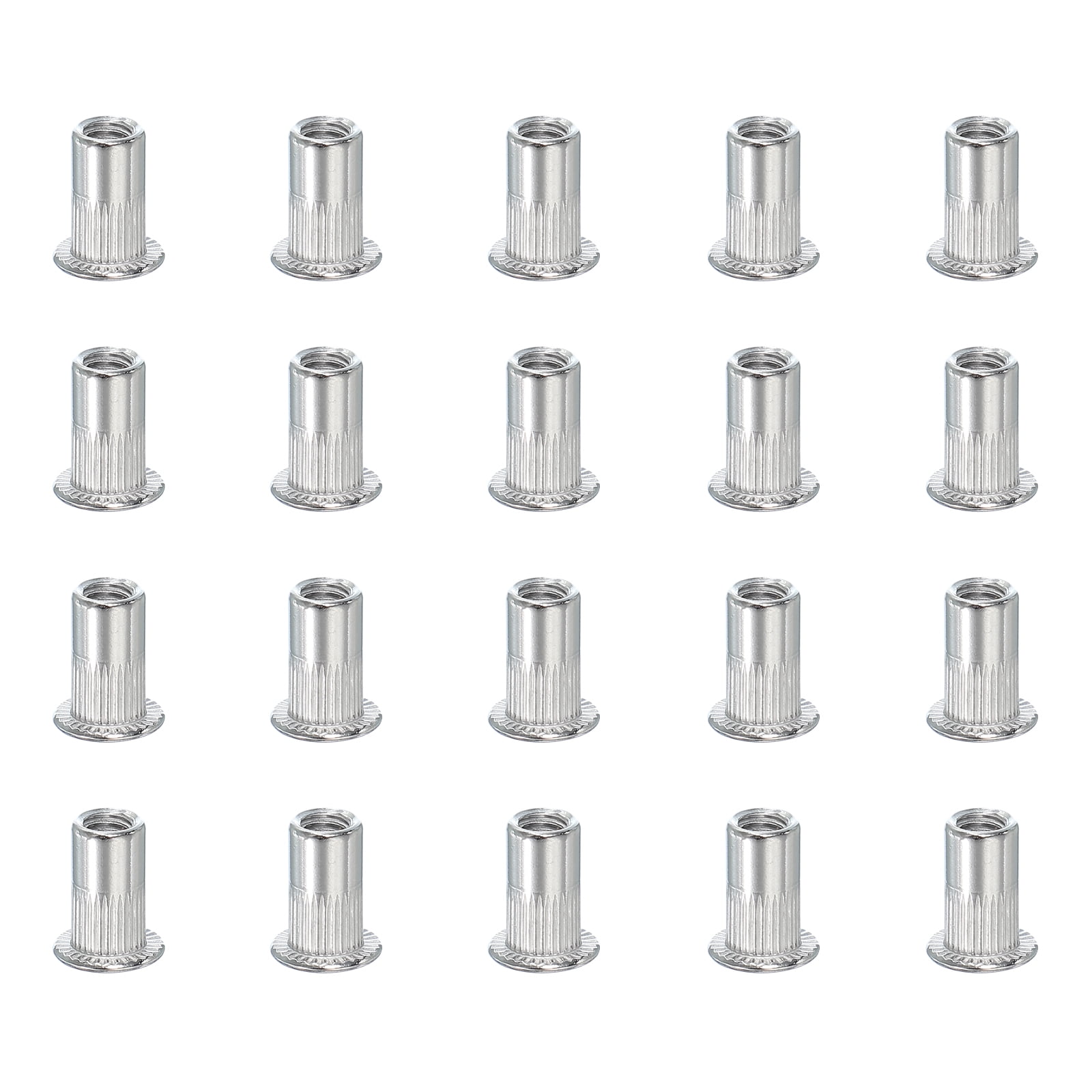 Uxcell M4 Rivet Nuts, 20 Pcs 304 Stainless Steel Knurled Flat Head ...
