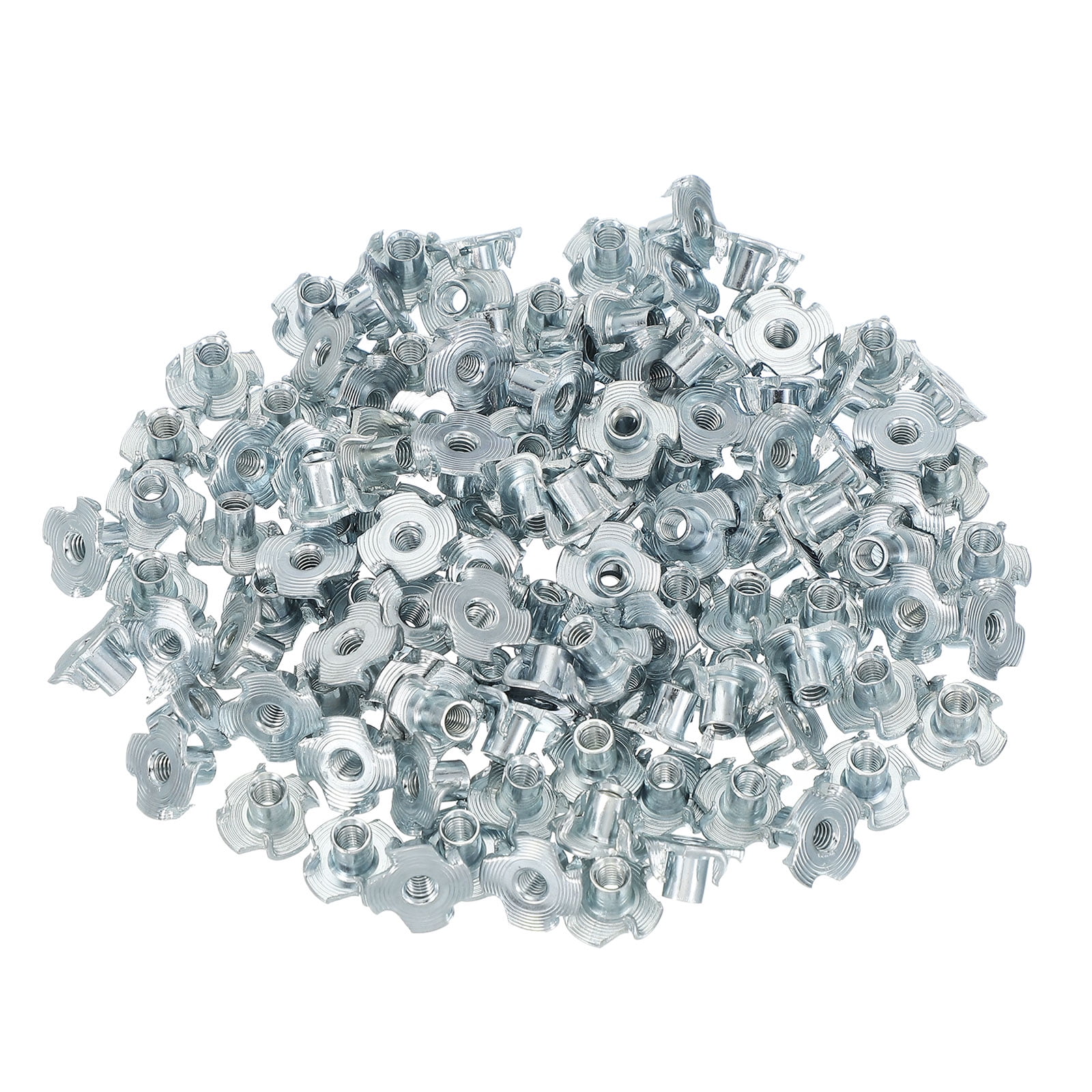 Uxcell M4 T-Nuts, Zinc Plated Steel 4-Pronged Tee Blind Nut 6 mm Length ...