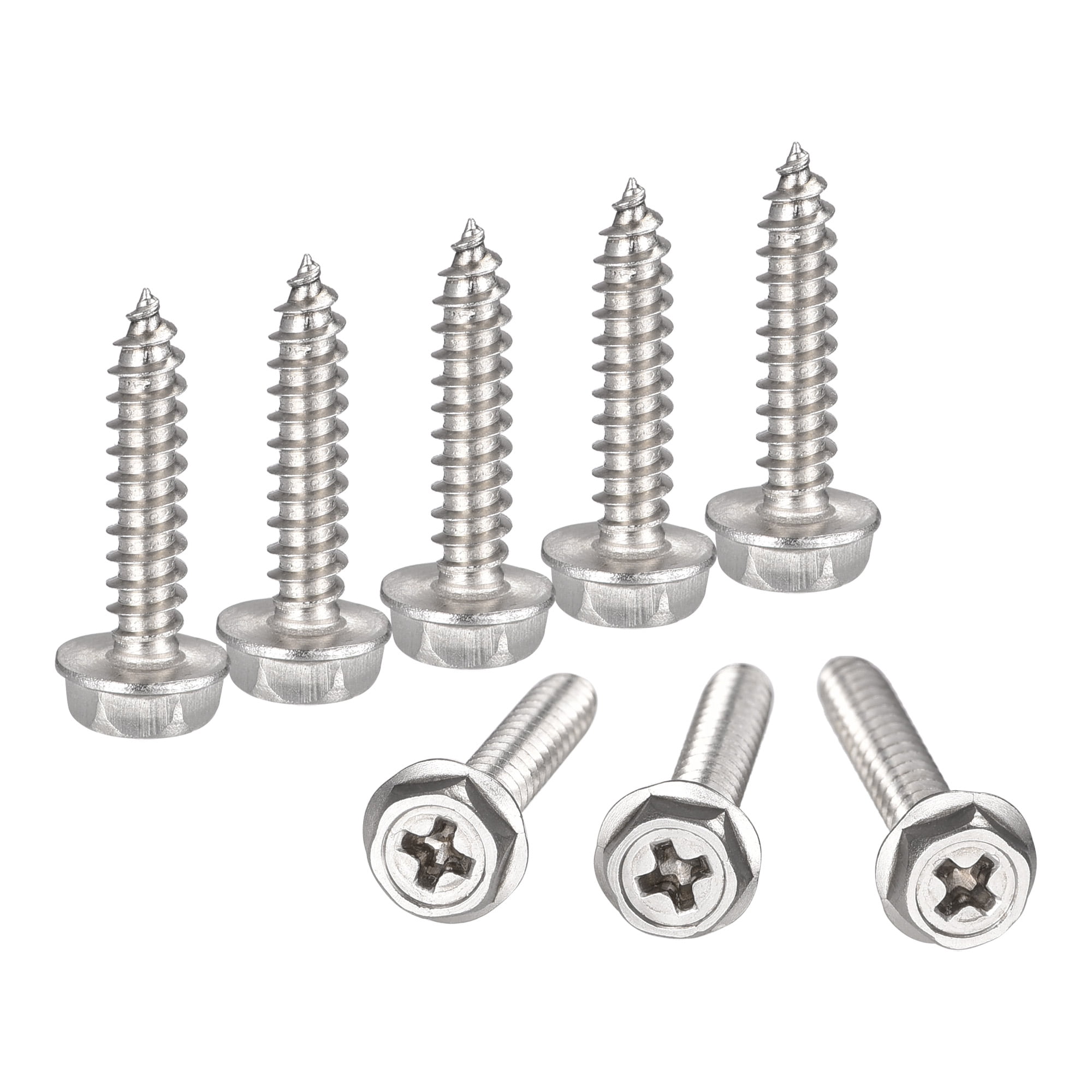 Uxcell M4 x 20mm 304 Stainless Steel Phillips Hex Washer Self Tapping ...