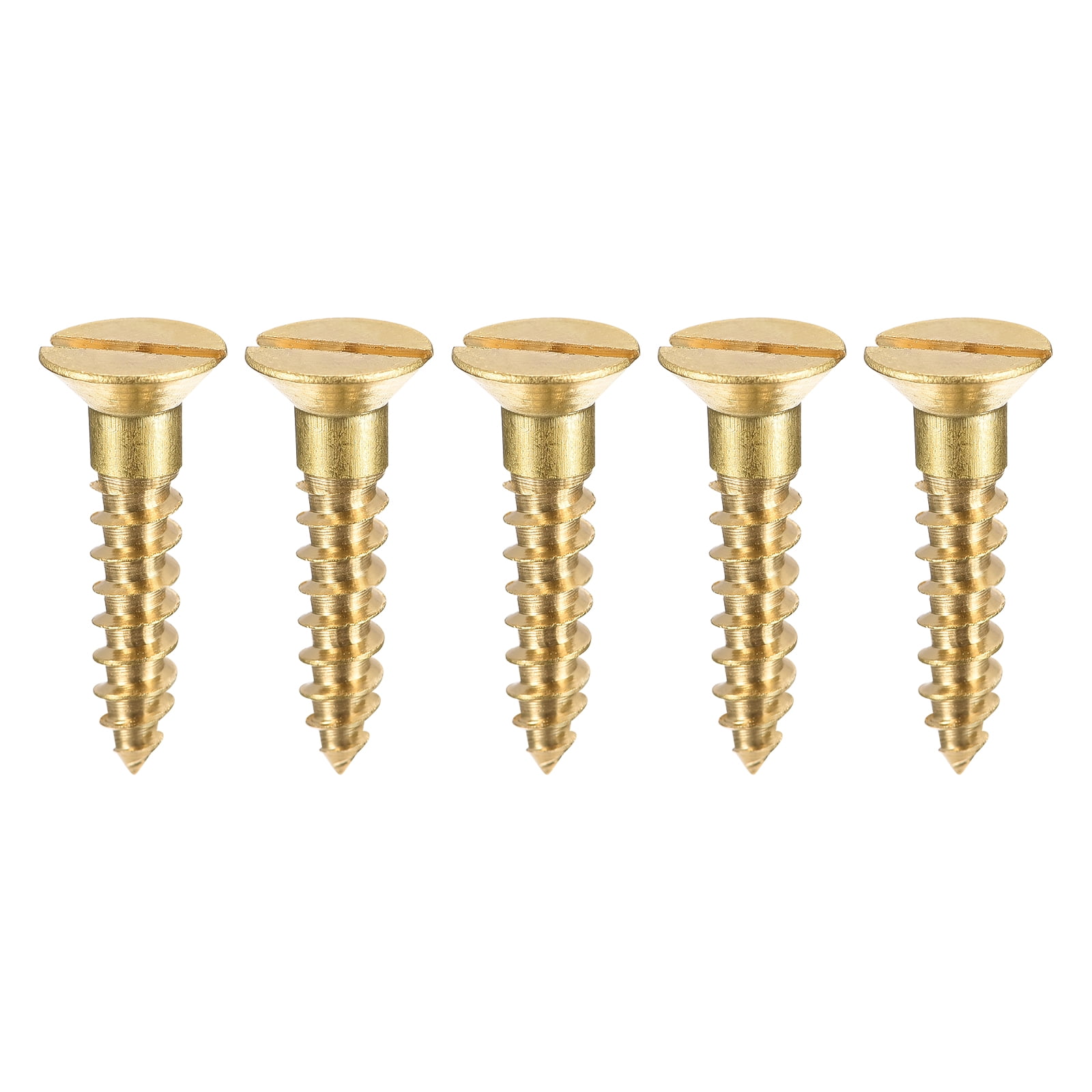Uxcell M4 x 20mm Wood Screws Slotted Flat Head Brass Self-Tapping Screw ...
