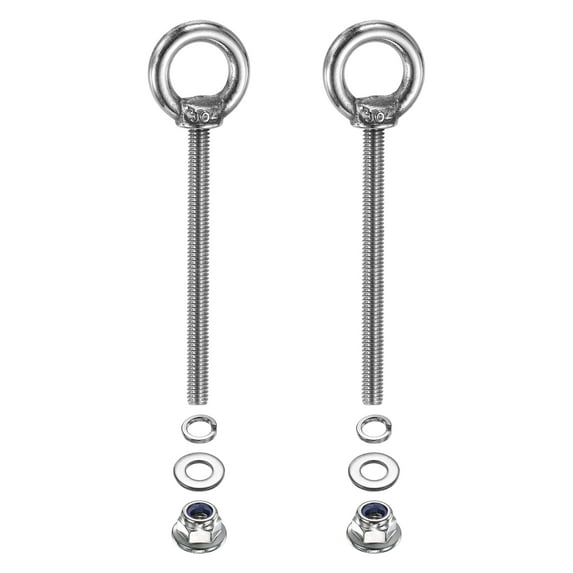 Uxcell M4 x 50mm Shoulder Eye Bolt, 2 Pcs 302 Stainless Steel Lifting ...