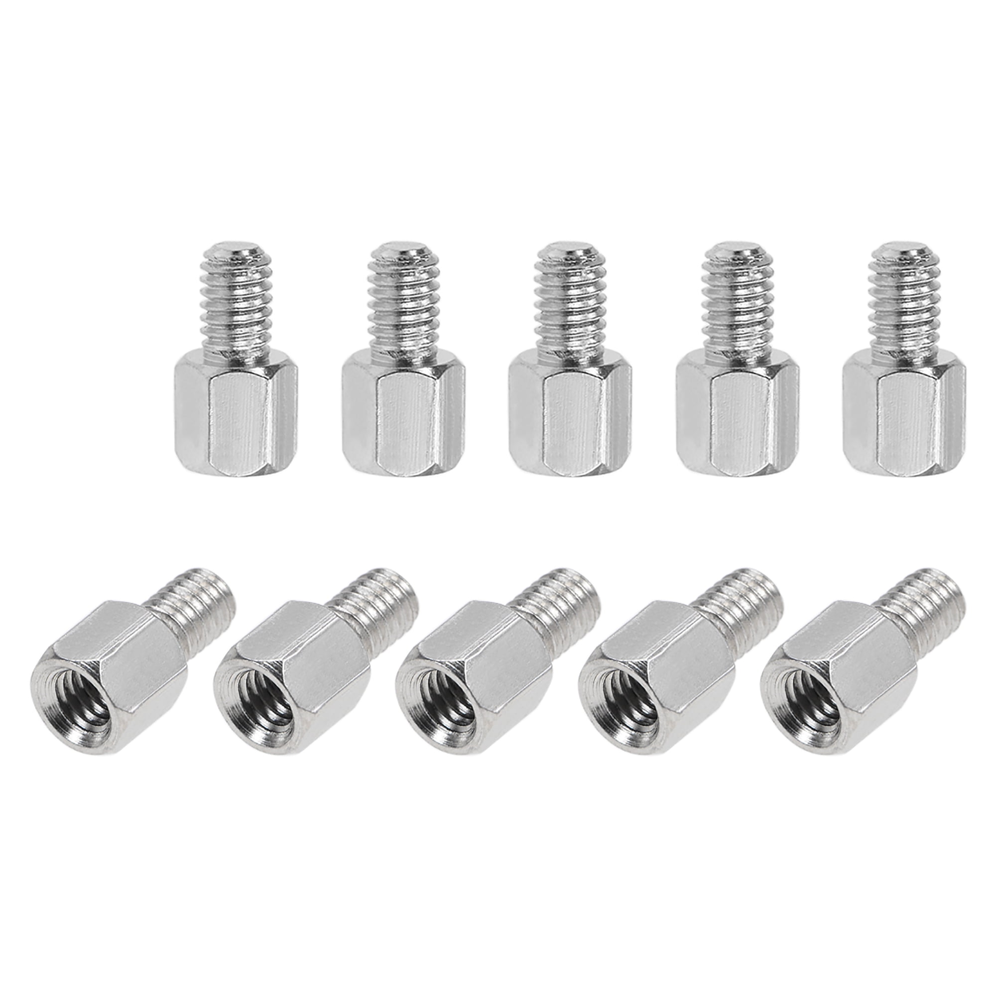 Uxcell M4 x 6 mm/0.24" 6mm/0.24" Male to Female Hex Nickel Plated ...